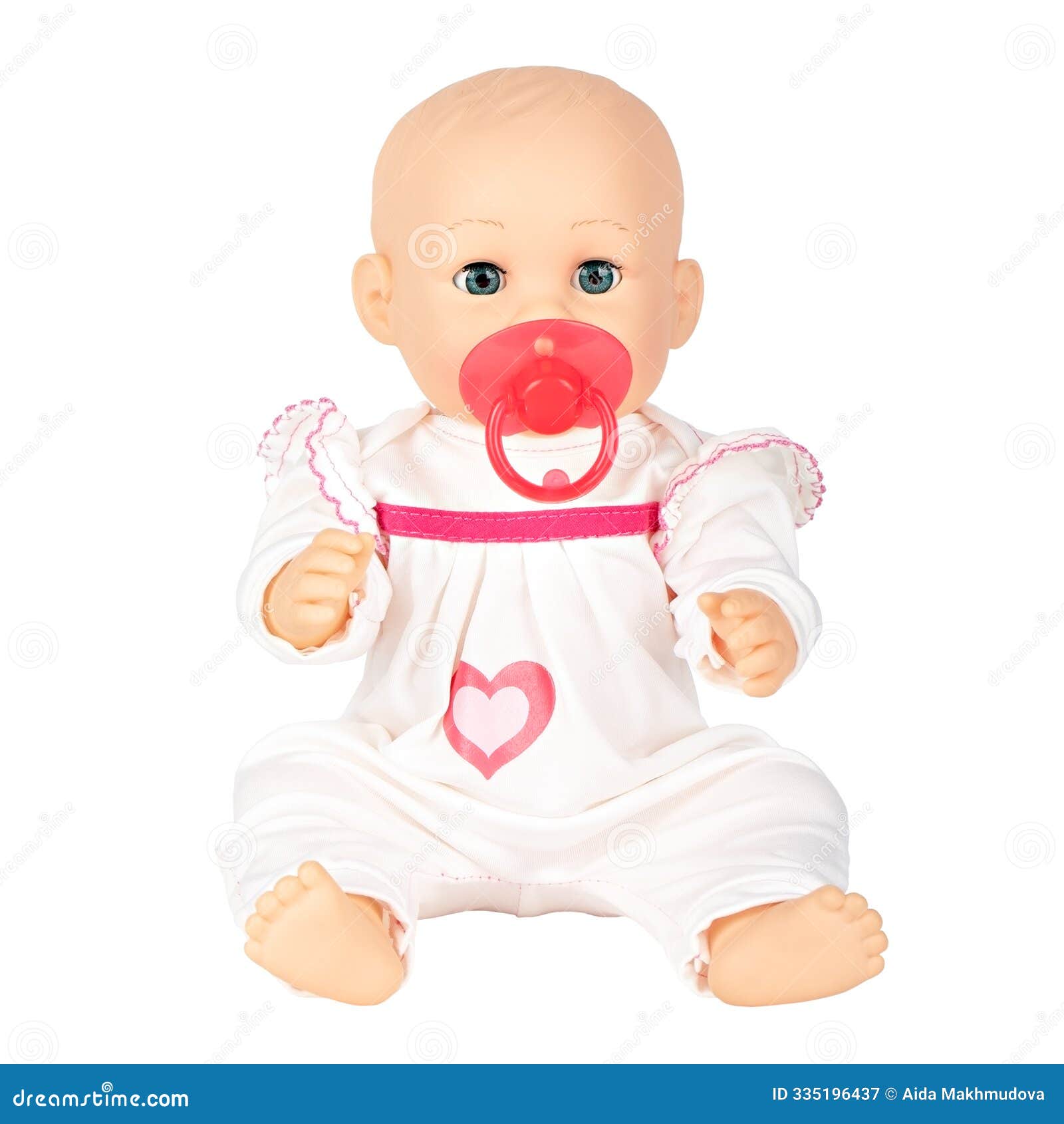 Cute Doll with Pacifier Isolate on White Background Stock Image - Image ...
