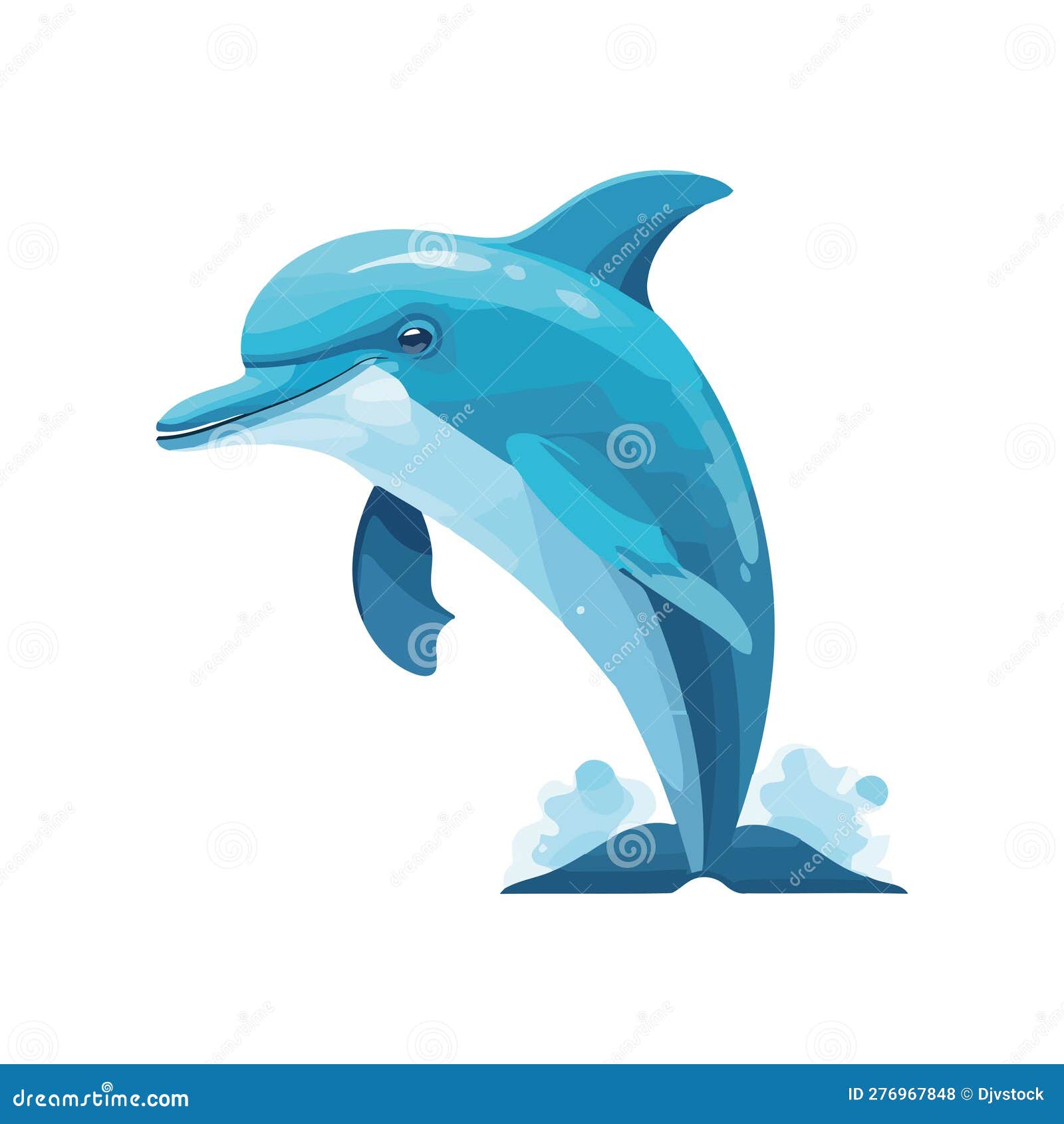 Cute Dolphin Jumping in Waves, Underwater Fun Stock Vector ...