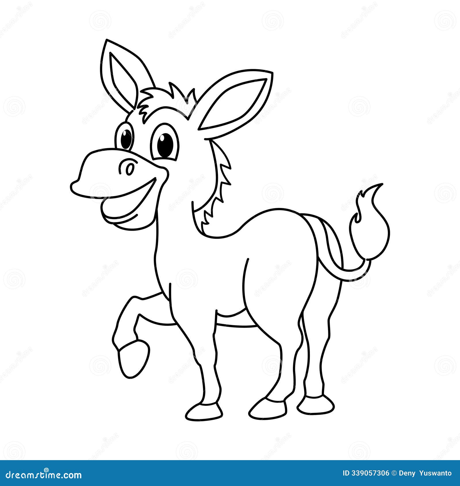 Cute Donkey Cartoon Coloring Page Illustration Vector. for Kids ...