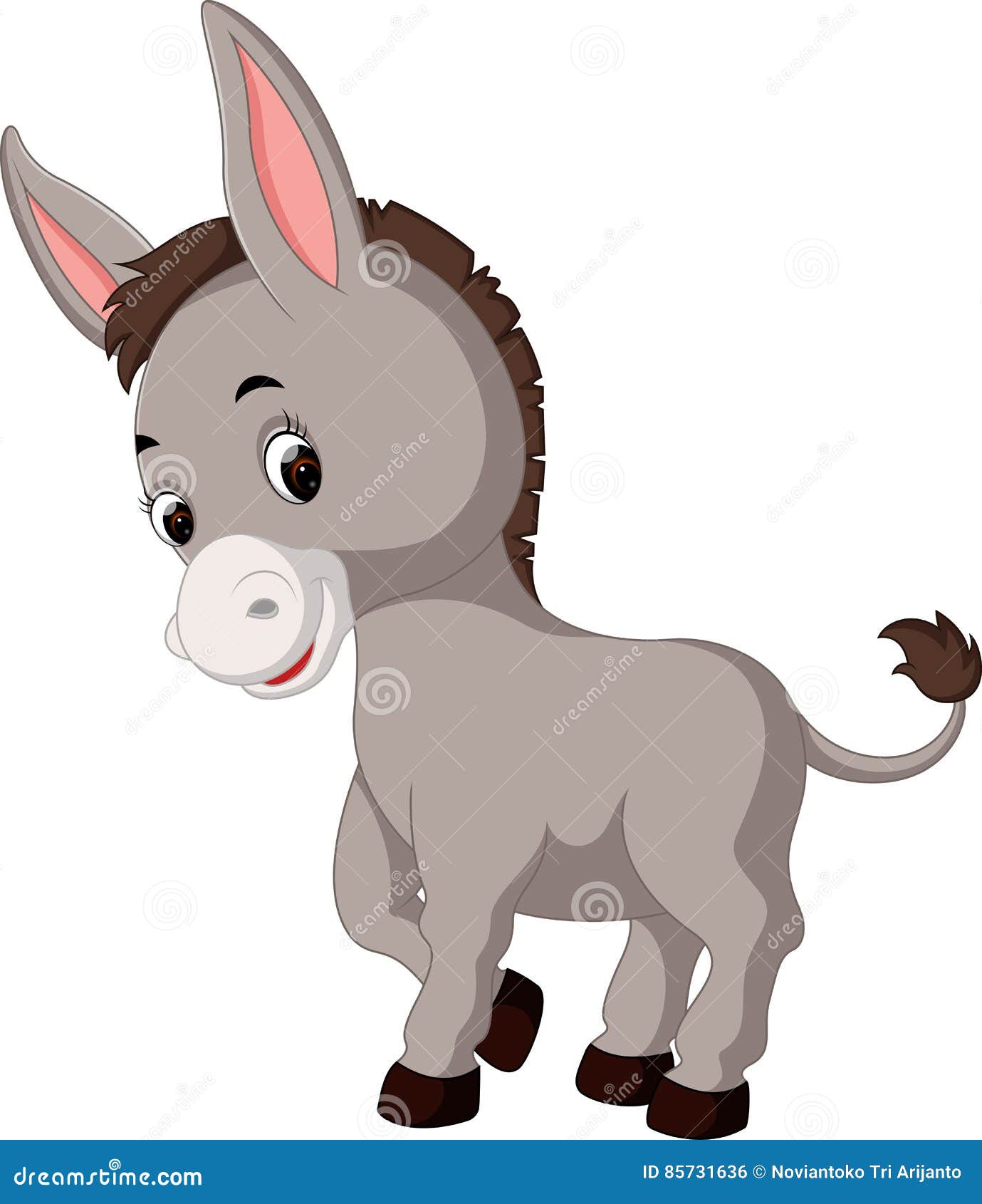 Cute donkey cartoon stock vector. Illustration of nature - 85731636