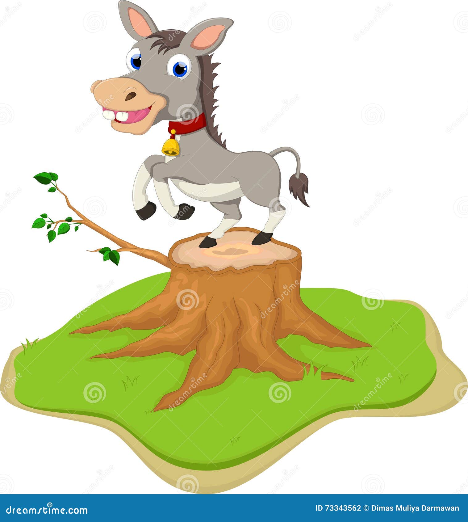 Cute Donkey Cartoon Posing On Tree Stump Stock Photo | CartoonDealer ...