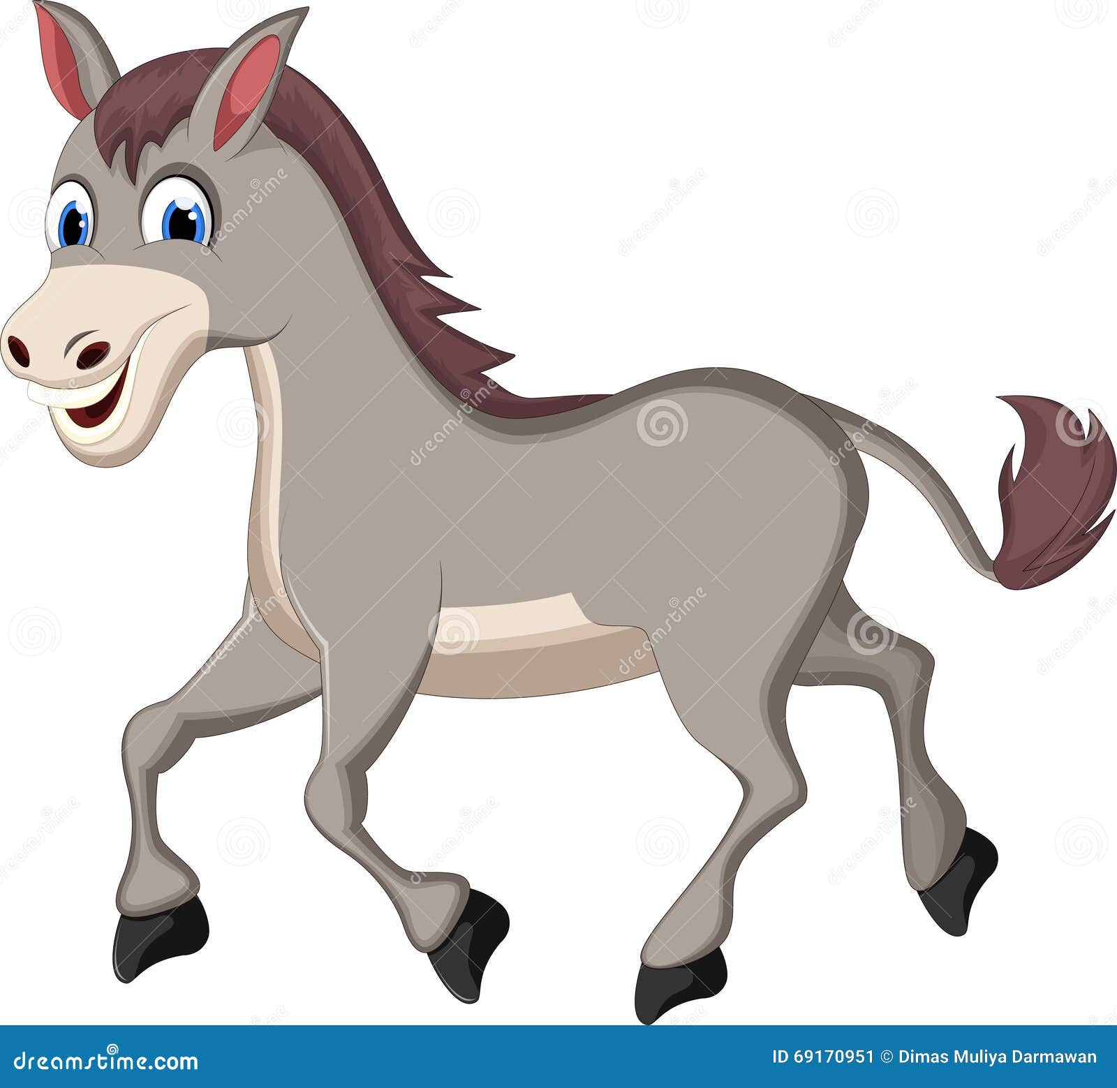 Cute Donkey Cartoon Running Stock Illustration - Illustration of mammal ...