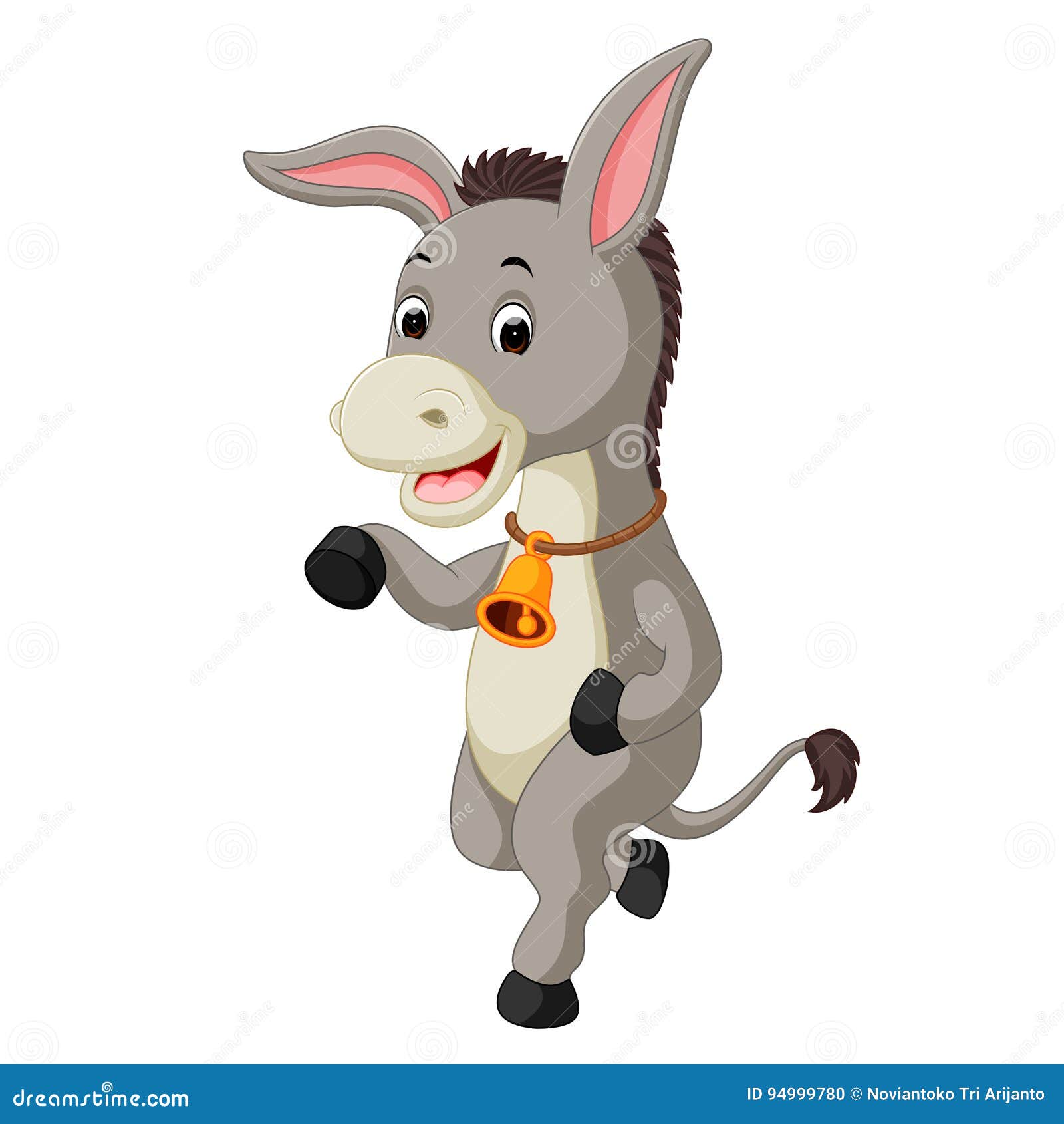 Cute Donkey Cartoon Waving Hand Stock Vector - Illustration of friendly ...