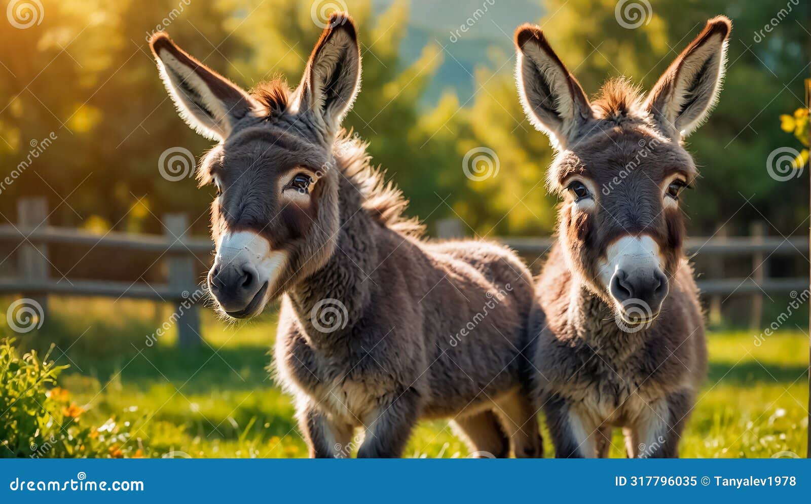 Cute Donkey a Farm in Summer Friendly Stock Illustration - Illustration ...