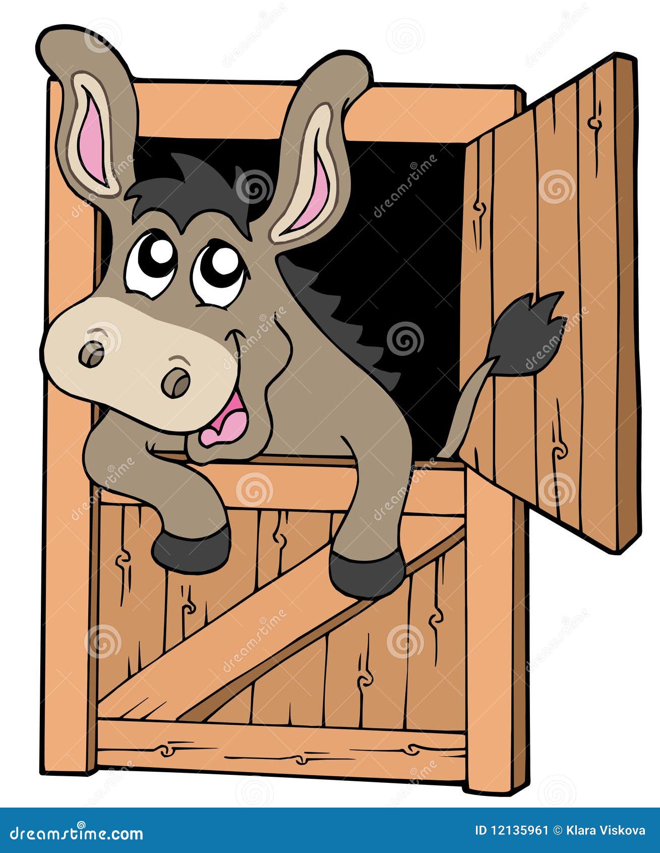Cute donkey in stable stock vector. Illustration of look - 12135961