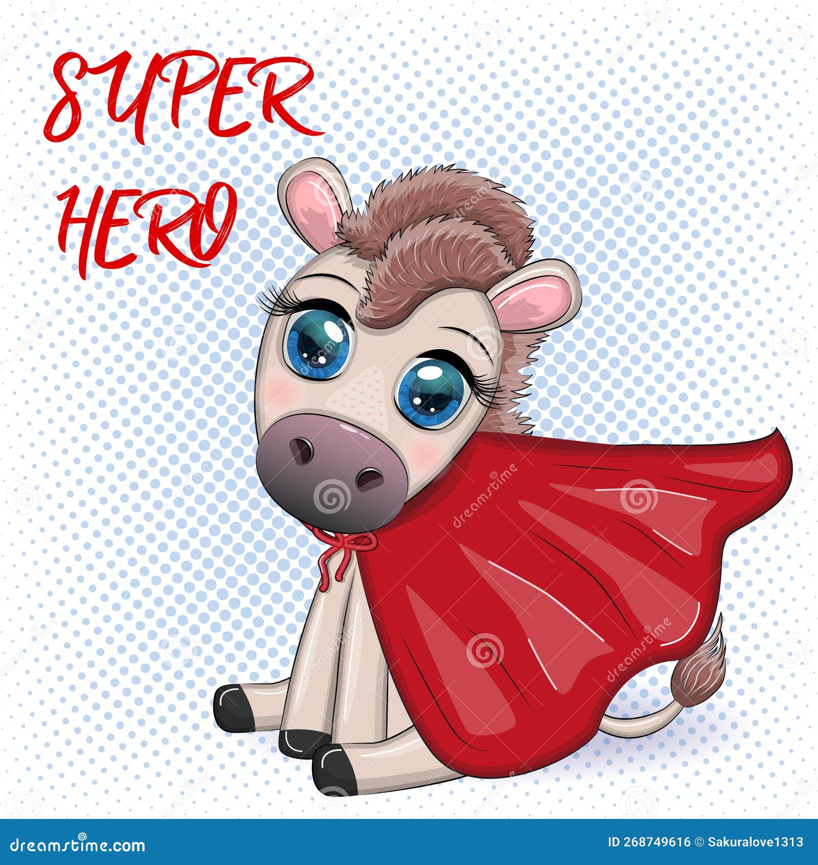 Cute Donkey Superhero in a Red Lifeguard Cape Stock Vector ...