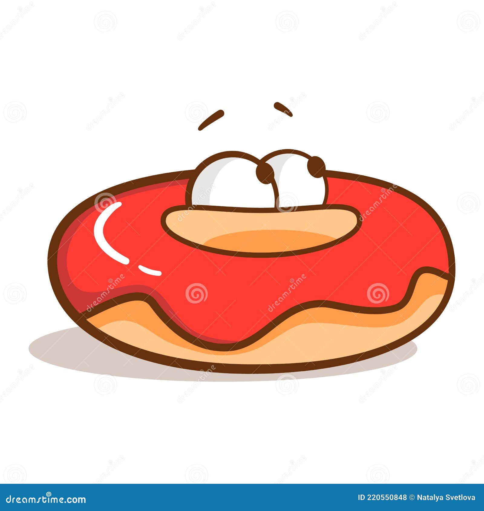 Cute Donut Character in Cartoon Style Flat Illustration. Stock Vector ...