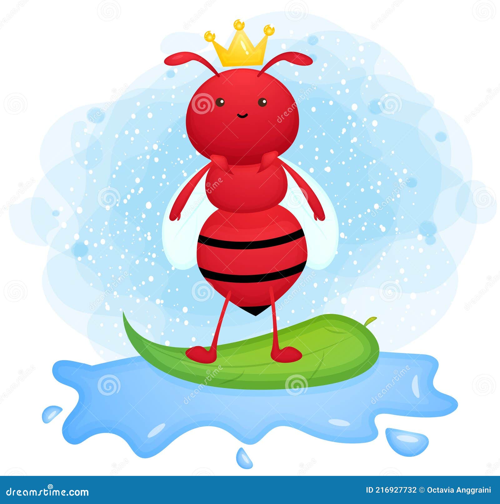 Cute Doodle Ant Playing Surf Cartoon Character Premium Vector Stock ...