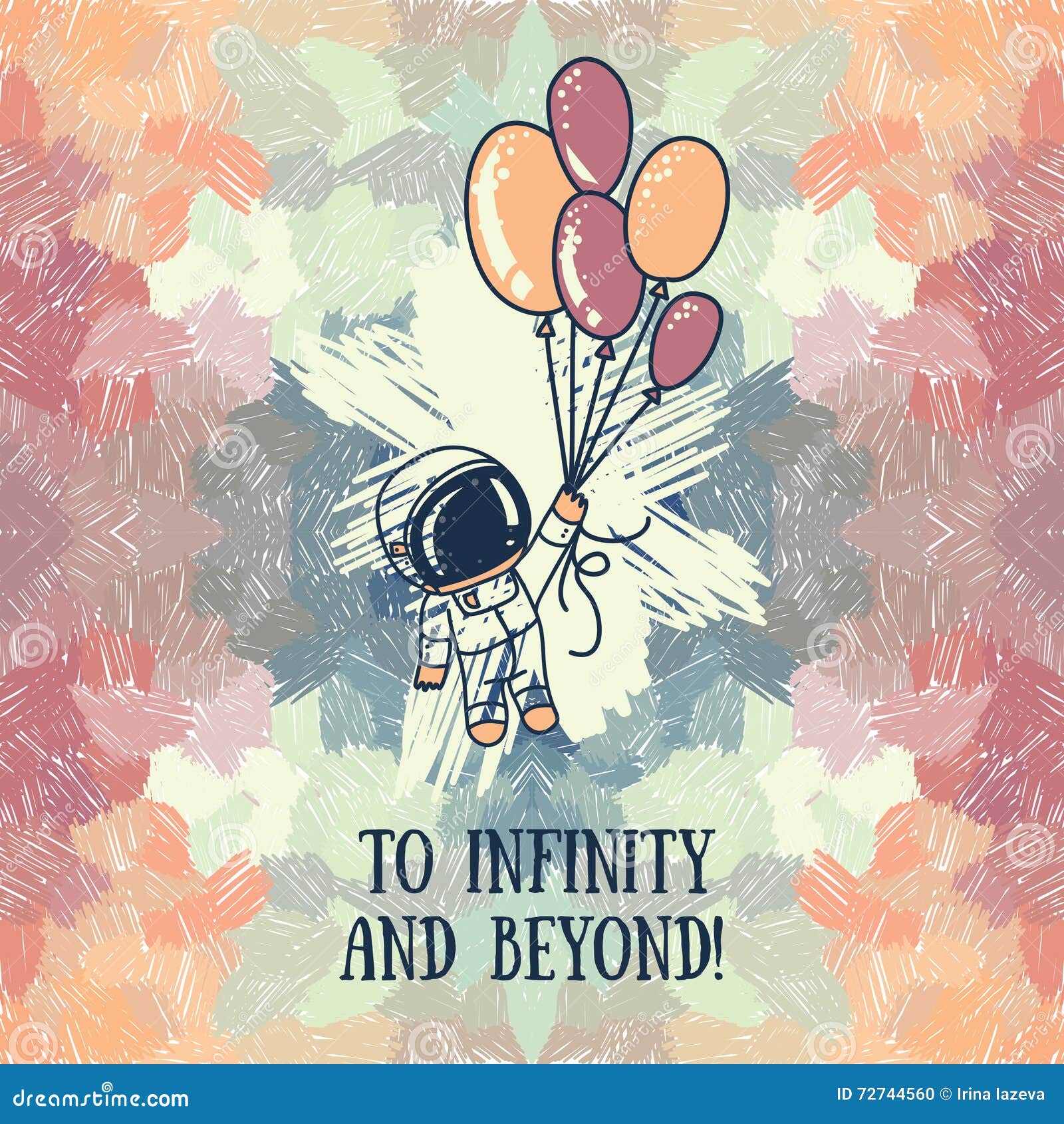 Cute Doodle Astronaut on Abstract Artistic Background Stock Vector ...