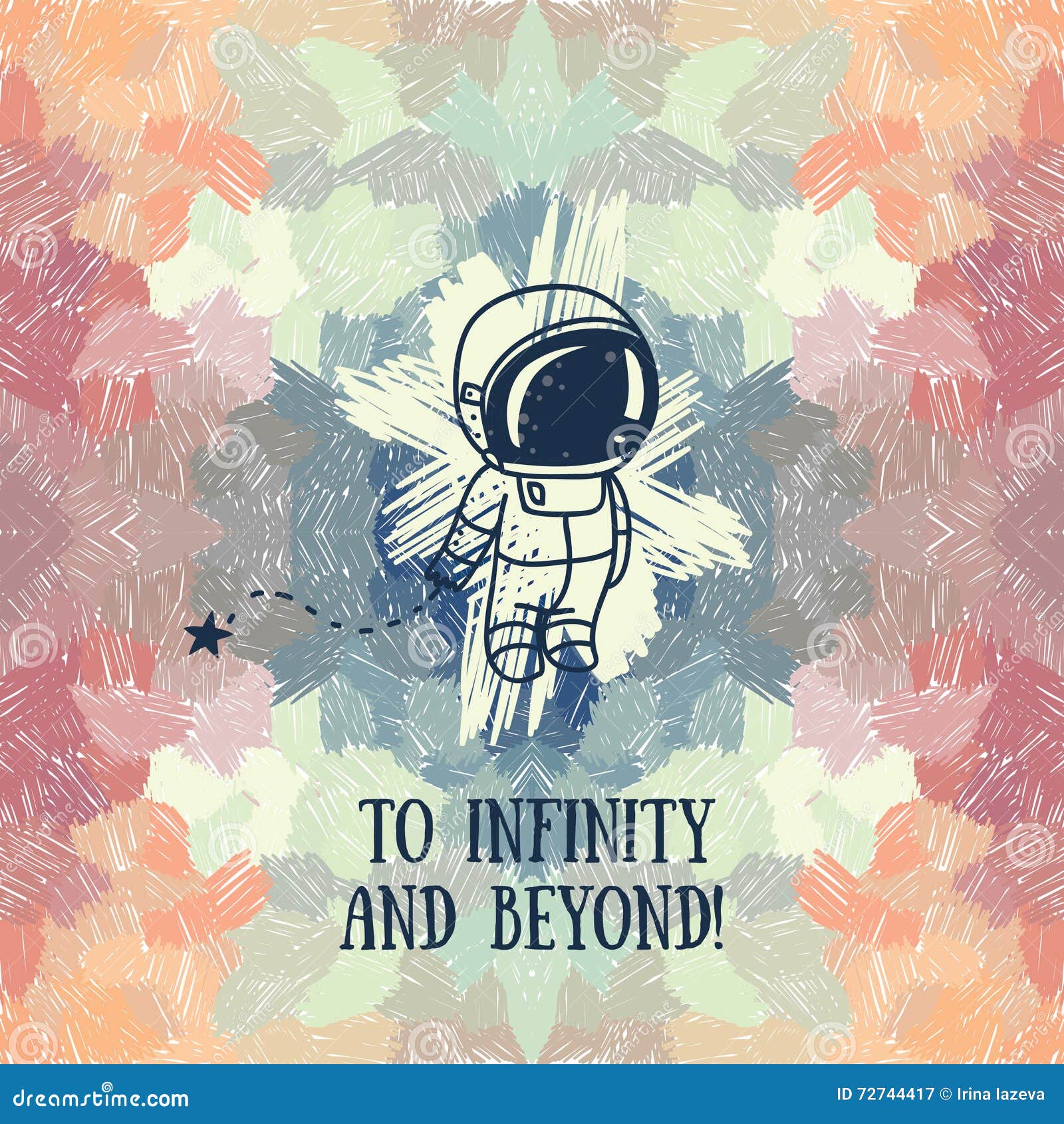 Cute Doodle Astronaut on Abstract Artistic Background Stock Vector ...