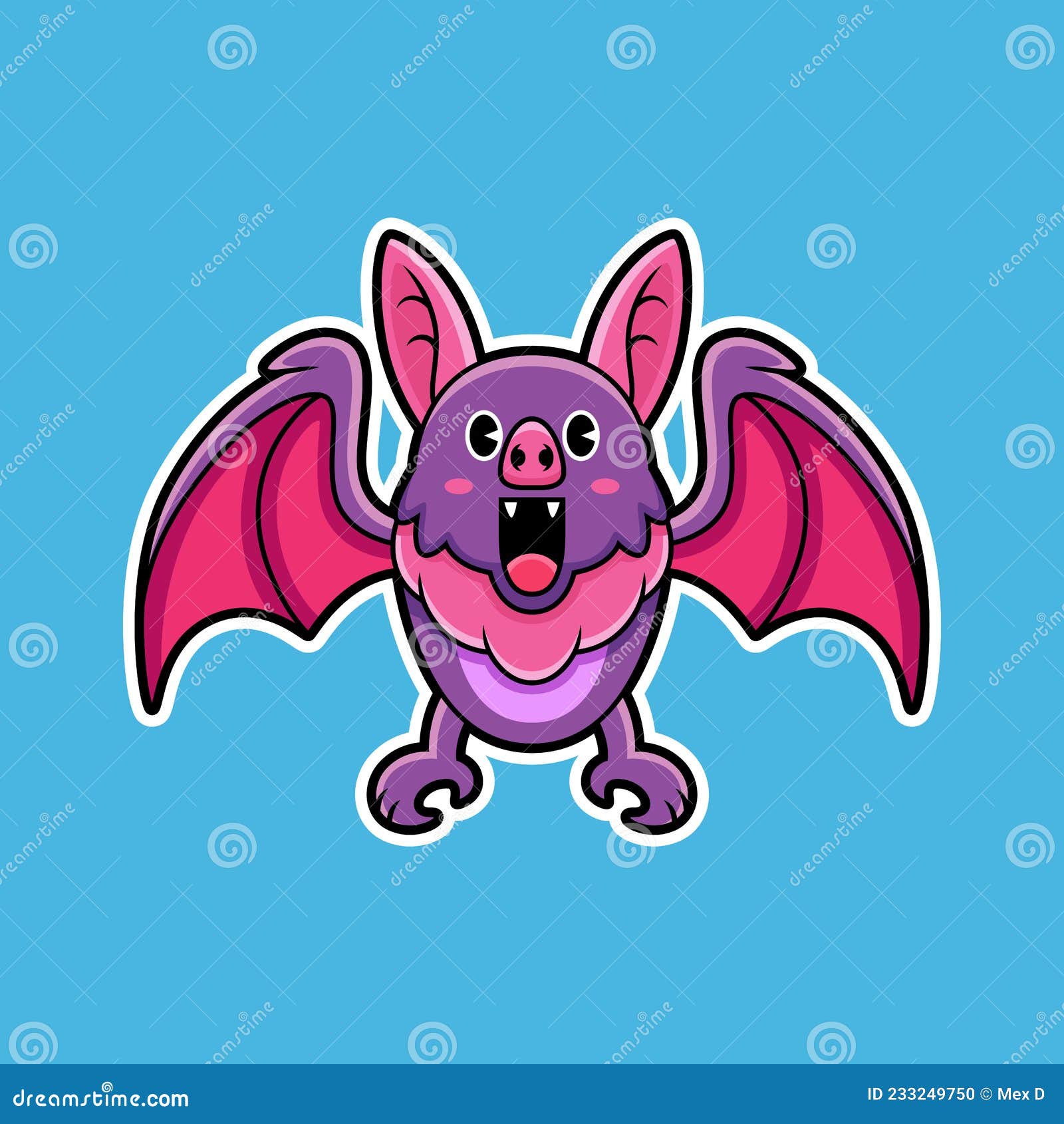 Cute Doodle Bat with Funny Poses Stock Vector - Illustration of purple ...