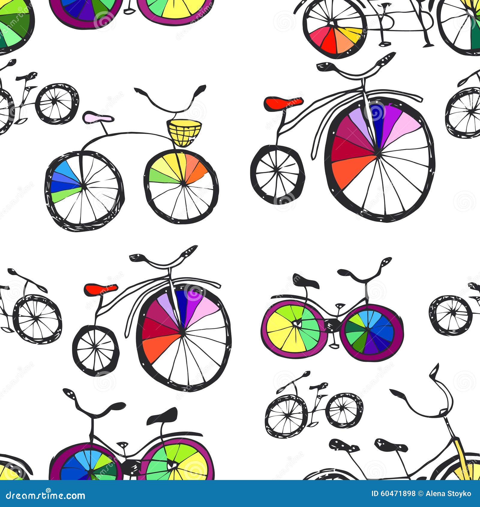 Cute doodle bicycles stock vector. Illustration of cycle - 60471898