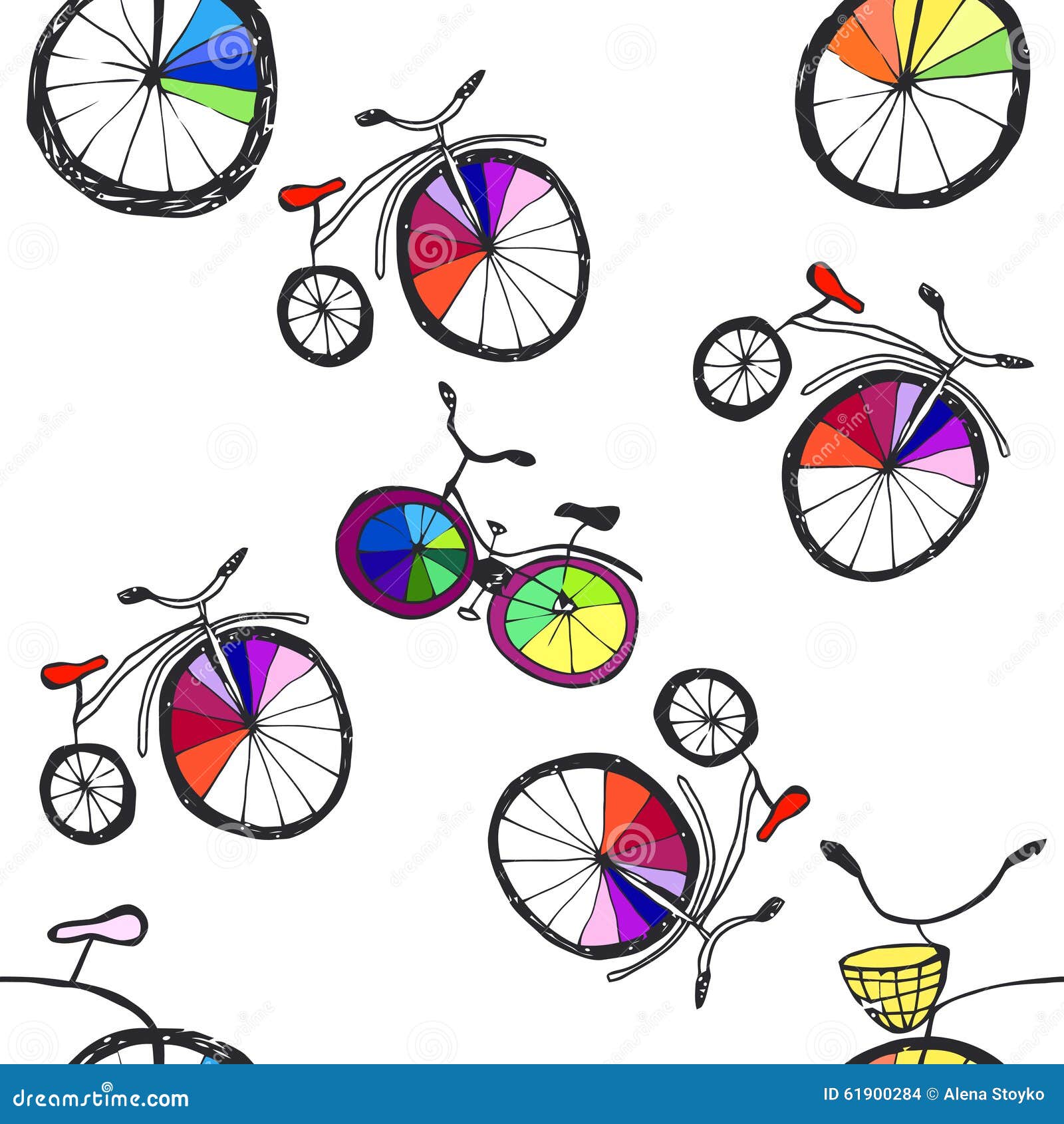 Cute doodle bicycles stock vector. Illustration of comic - 61900284