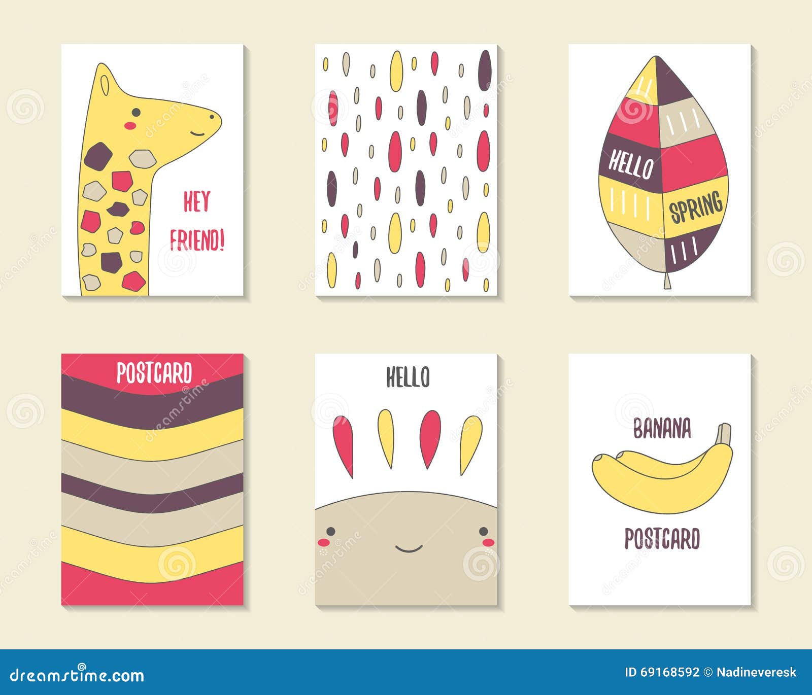 Cute Doodle Cards, Brochures Stock Vector - Illustration of greeting ...