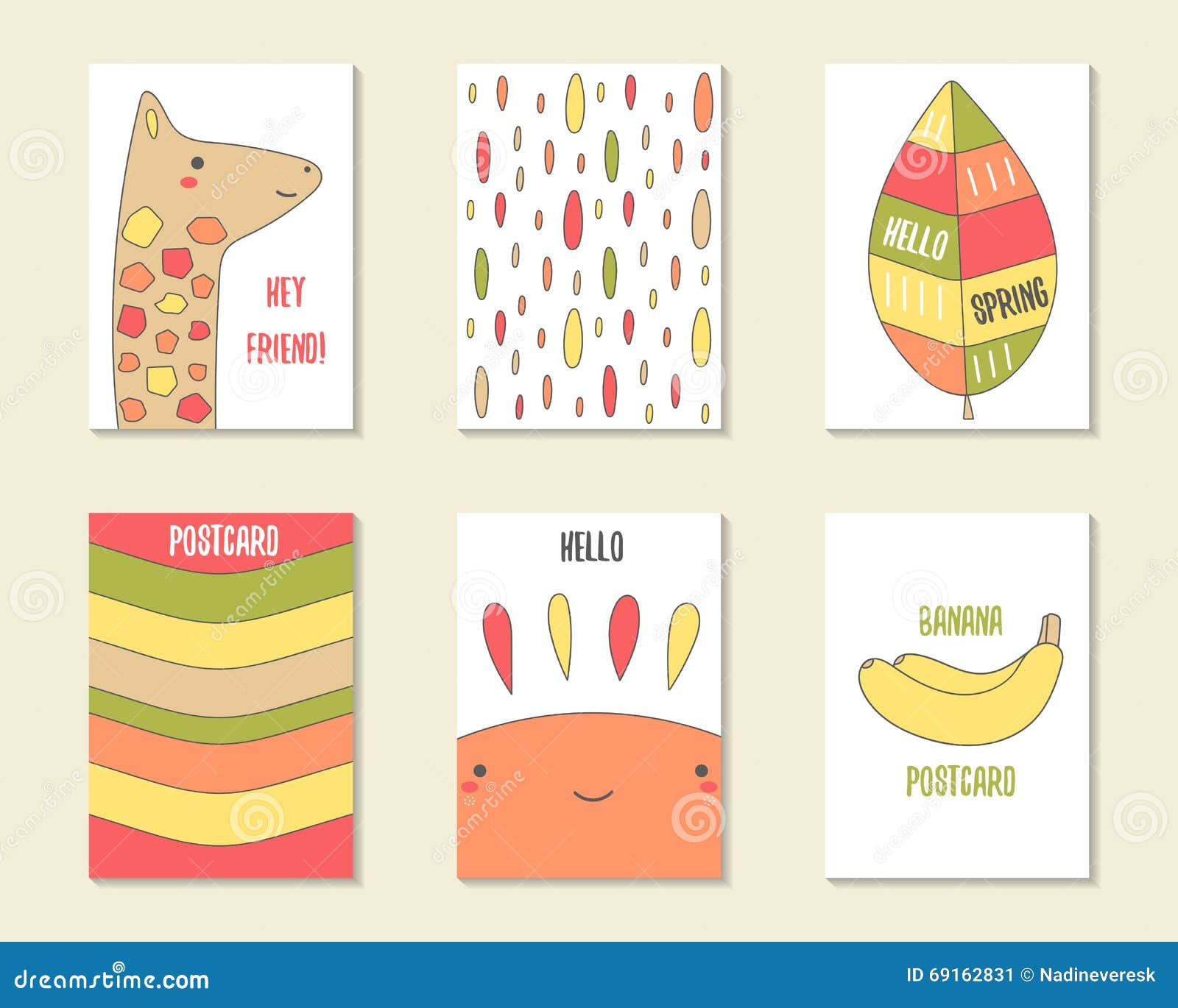 Cute Doodle Cards, Brochures, Invitations Stock Vector - Illustration ...