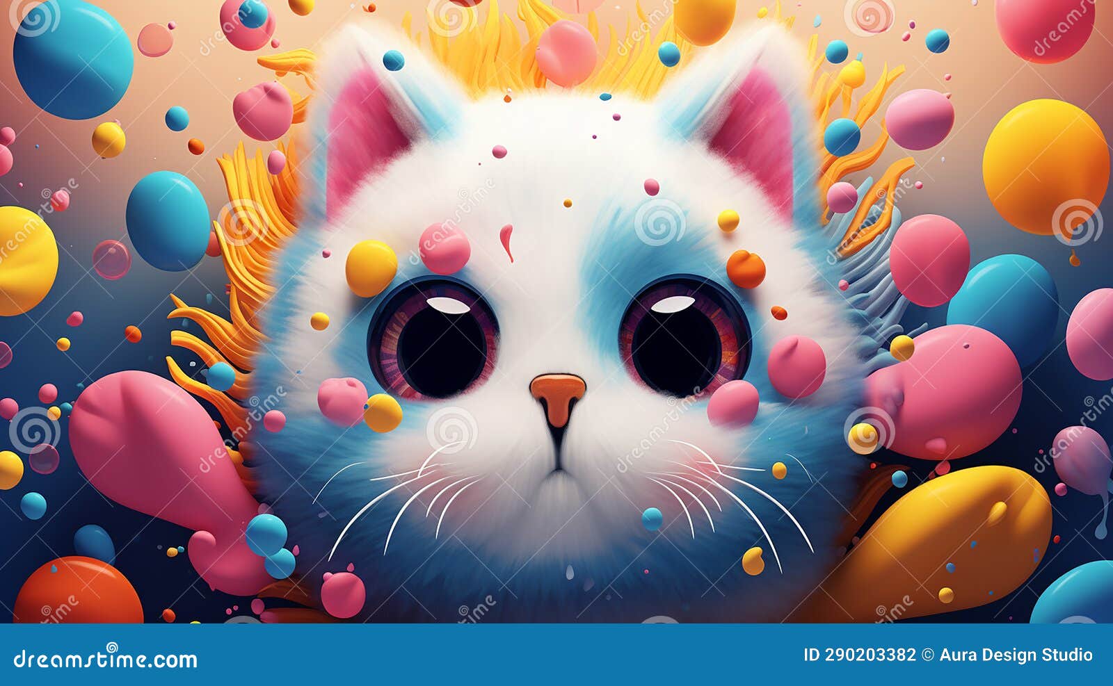 Cute Doodle Cat. Generative Ai Stock Illustration - Illustration of ...