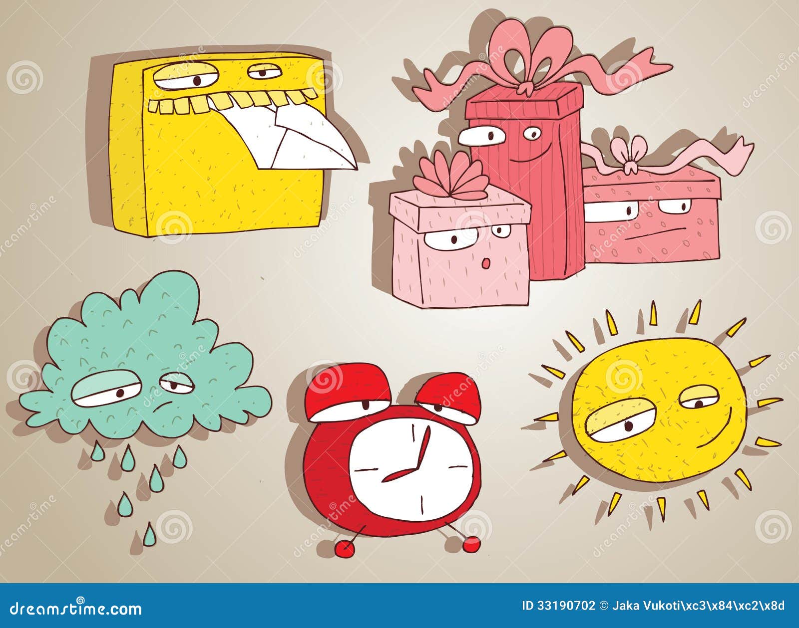 Cute Doodle Characters SET stock vector. Illustration of character ...