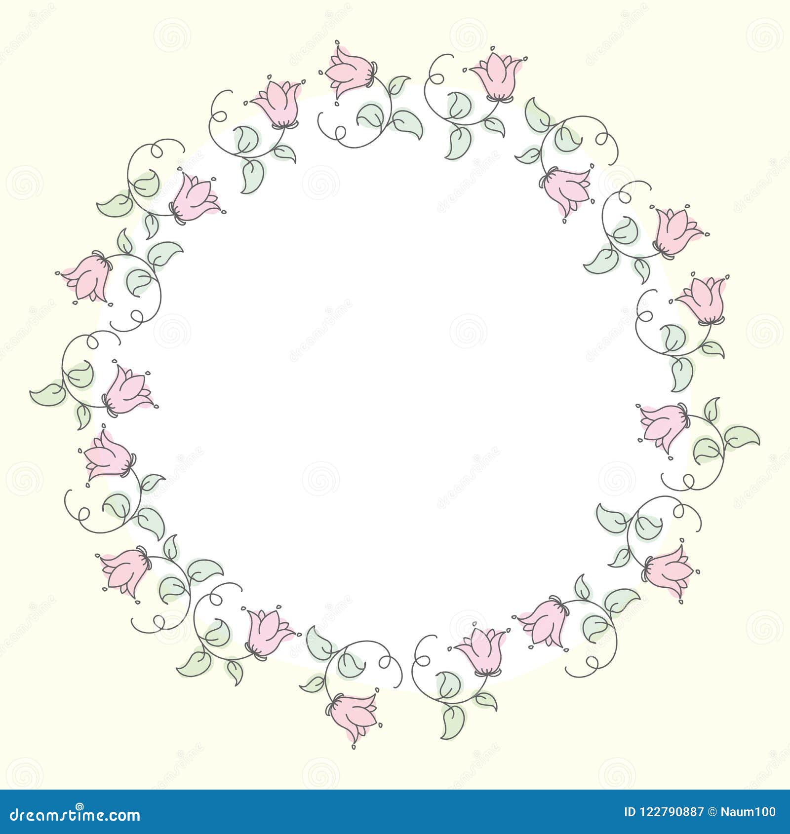 Cute Doodle Circle Floral Frame Stock Vector - Illustration of pack ...