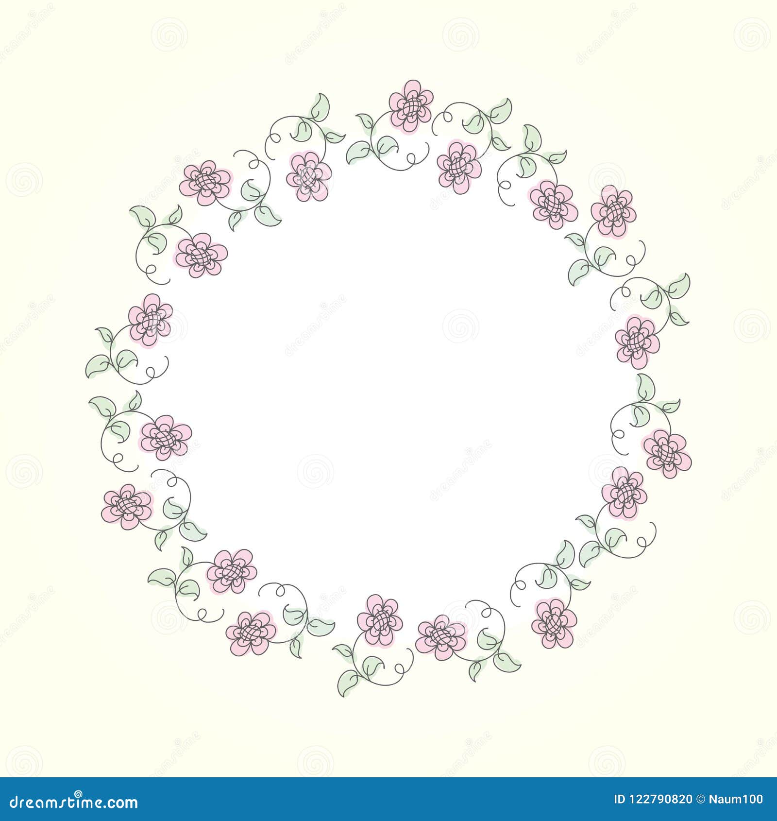 Cute Doodle Circle Floral Frame Stock Vector - Illustration of nature ...