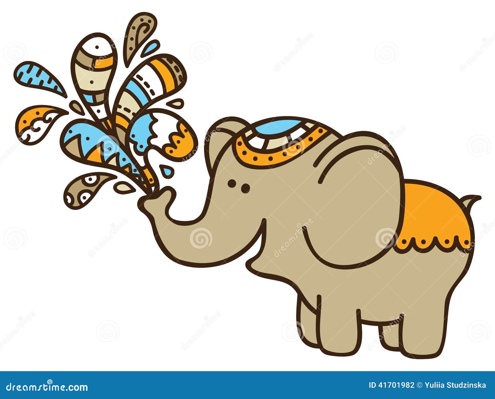 Cute doodle elephant. stock vector. Illustration of isolated - 41701982