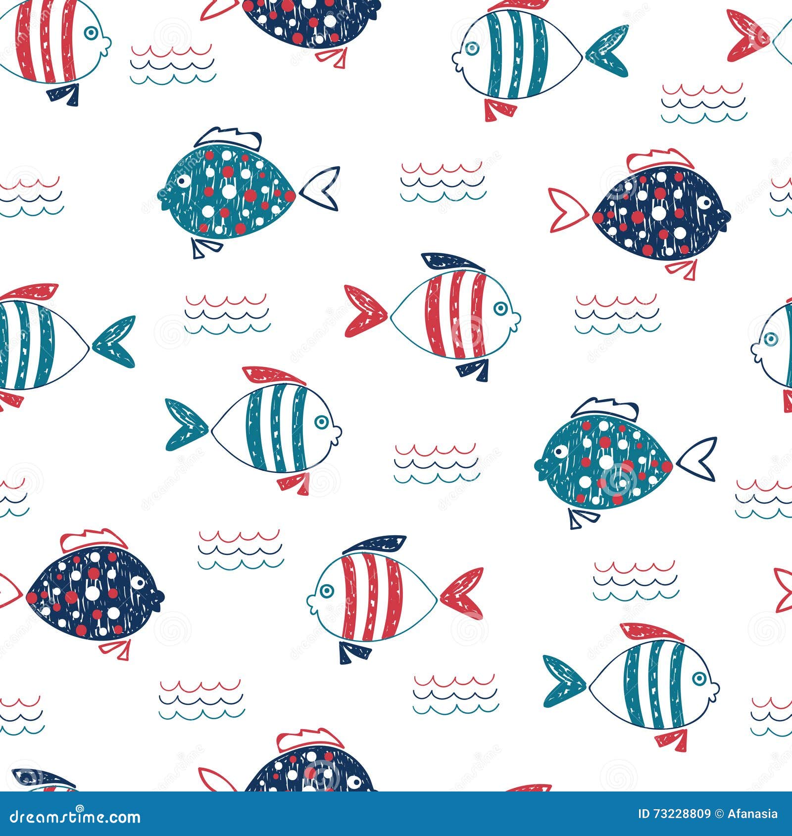 Doodle Fish Cartoon Background Set. Isolated White Background Royalty ...