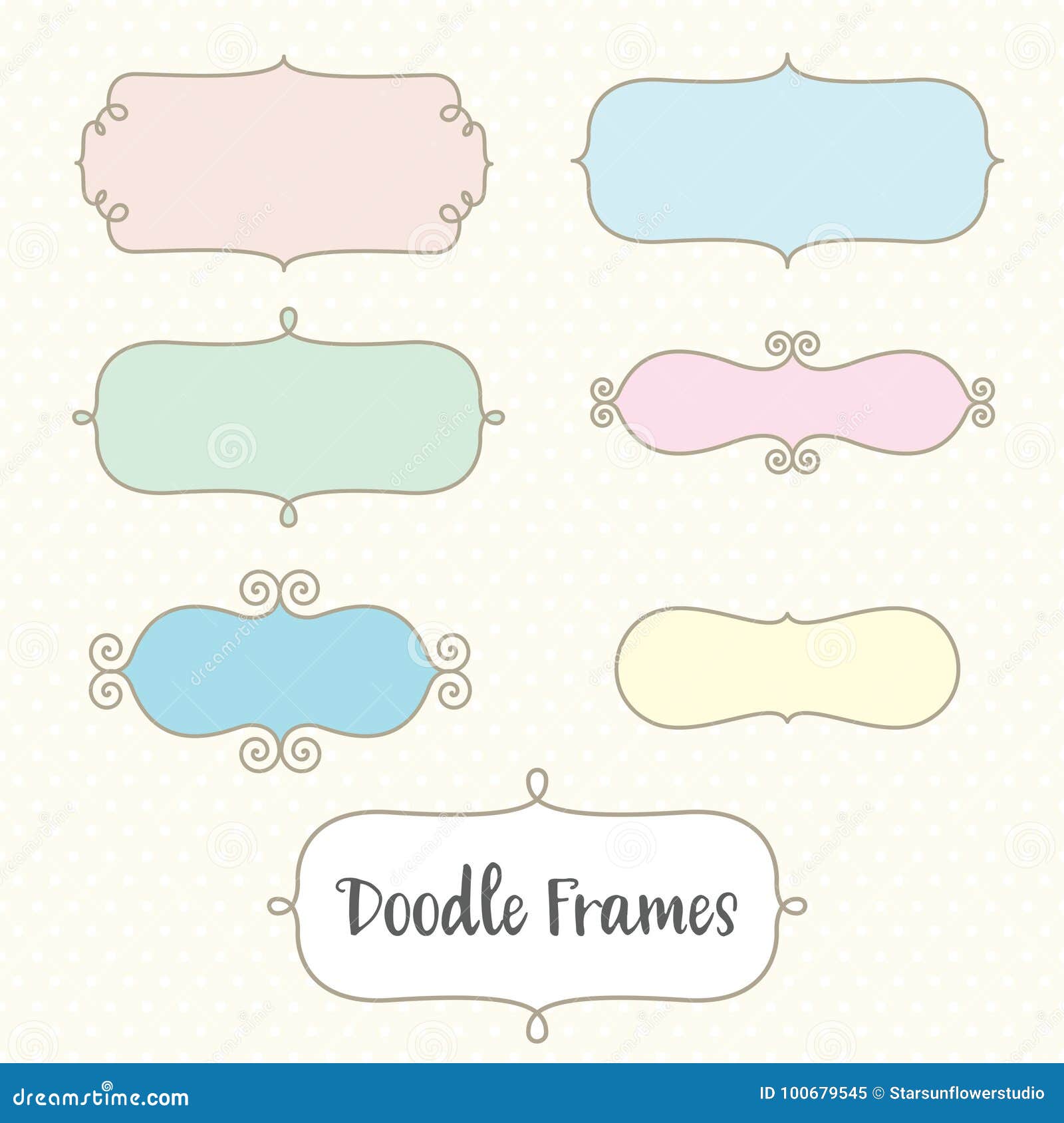 Cute Doodle Frame Borders Set Stock Vector - Illustration of designs ...