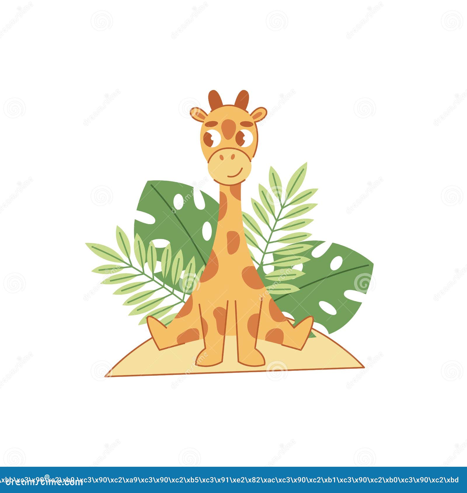 Cute Doodle Giraffe with Floral Illustration Stock Vector ...