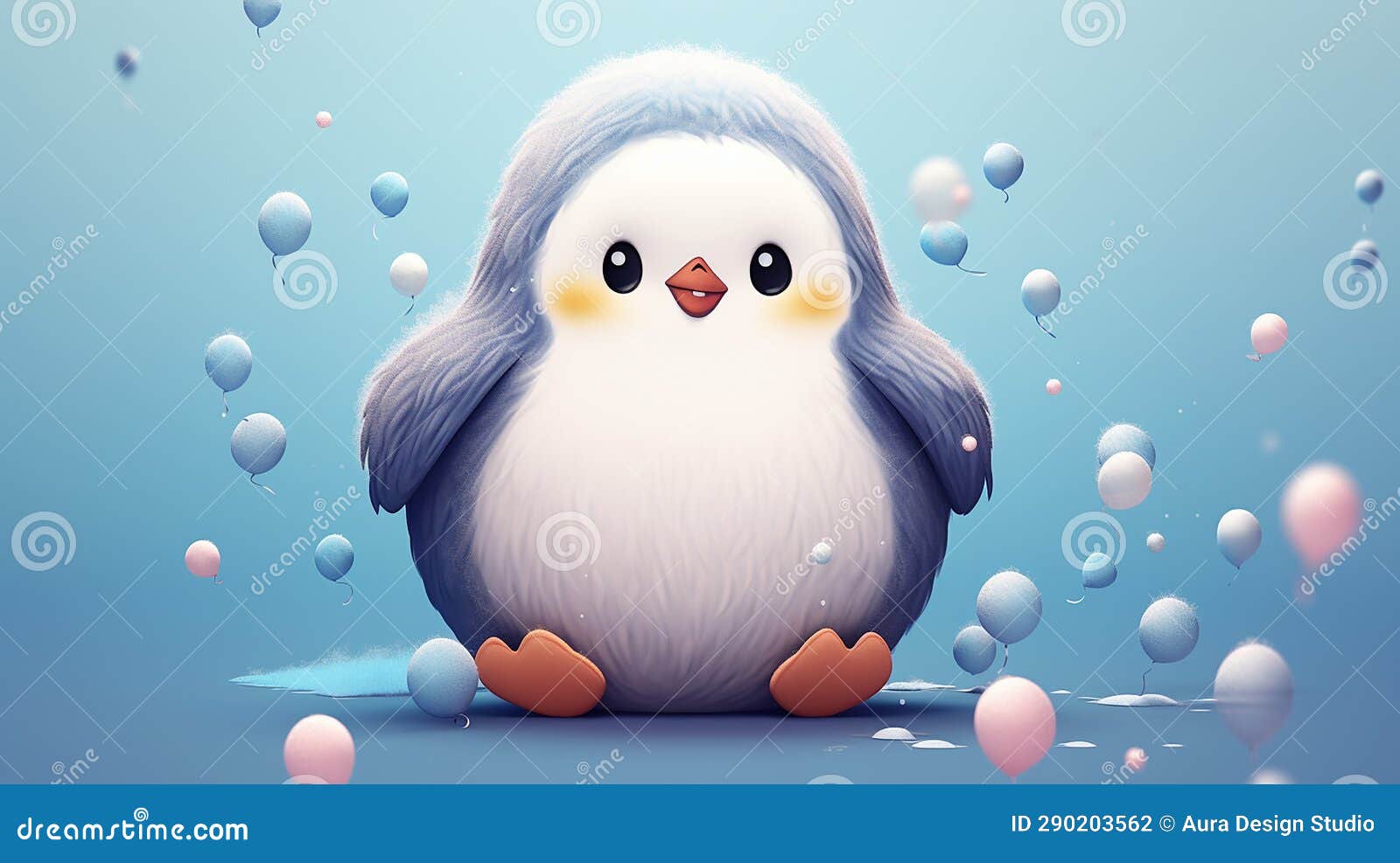 Cute Doodle Penguin Generative Ai Stock Illustration - Illustration of ...