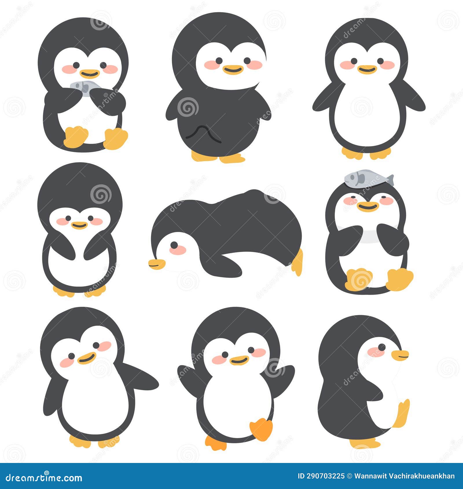 A Penguins In Cartoon Style. Cute Penguins Isolated On White Background ... A Penguins In Cartoon Style. Cute Penguins Isolated On White Background ...