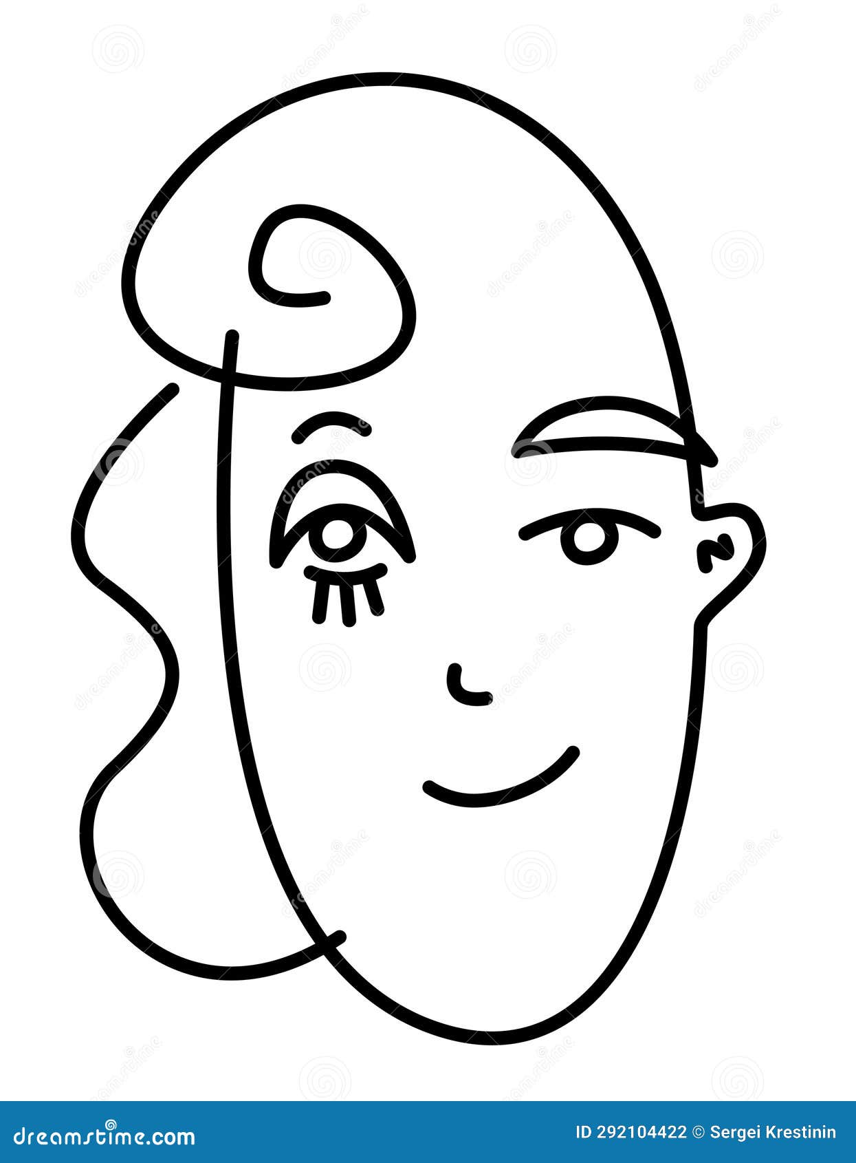 Cute doodle portrait. stock illustration. Illustration of monochrome ...