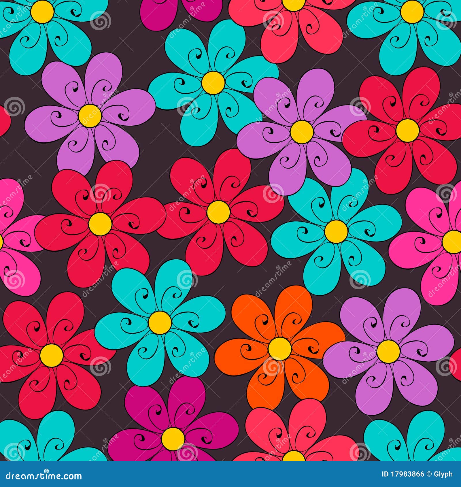 Cute Doodle Seamless Floral Spring Background Stock Vector ...