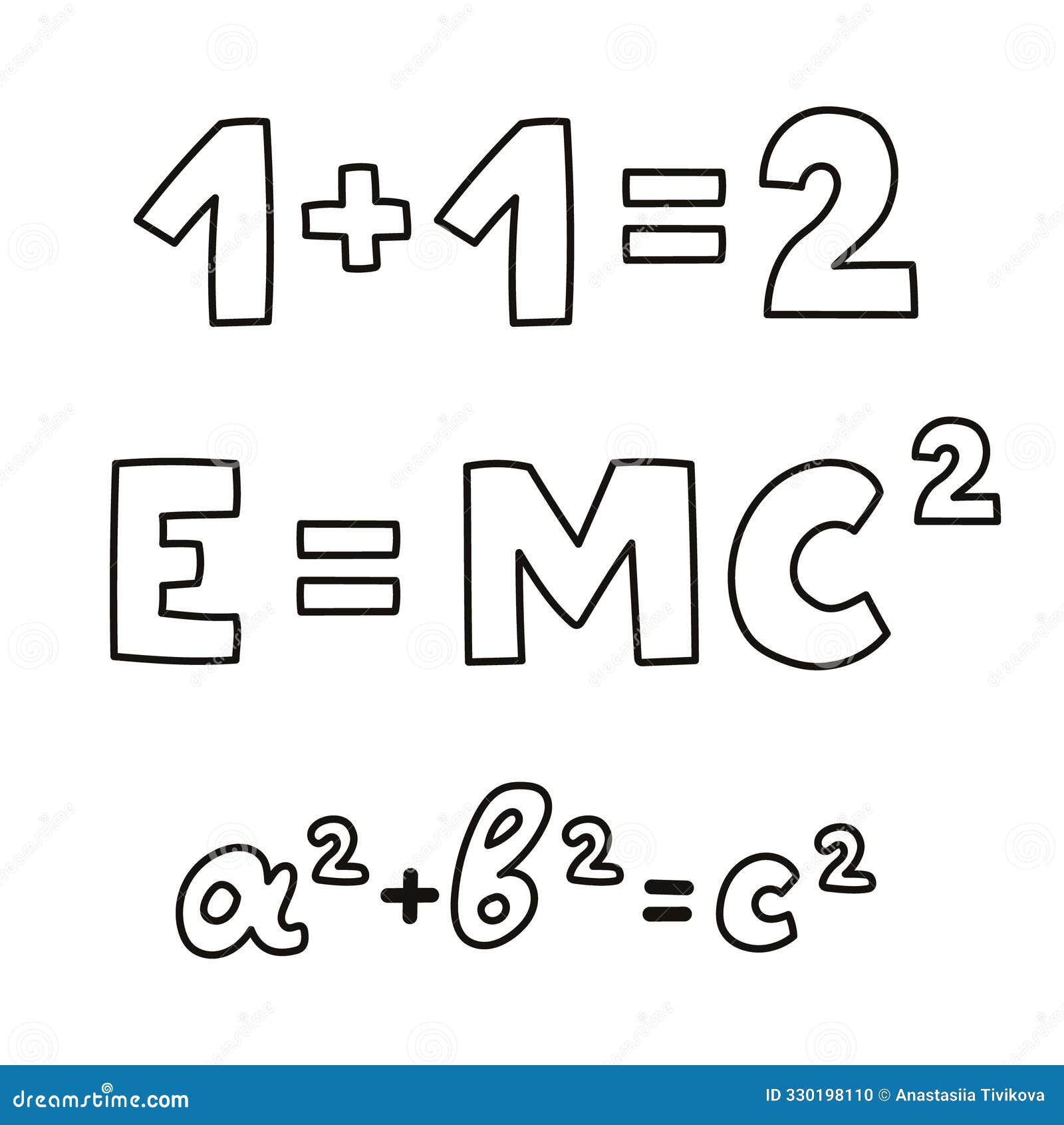 Cute Doodle Set with Lettering of Physical, Mathematical Formulas ...