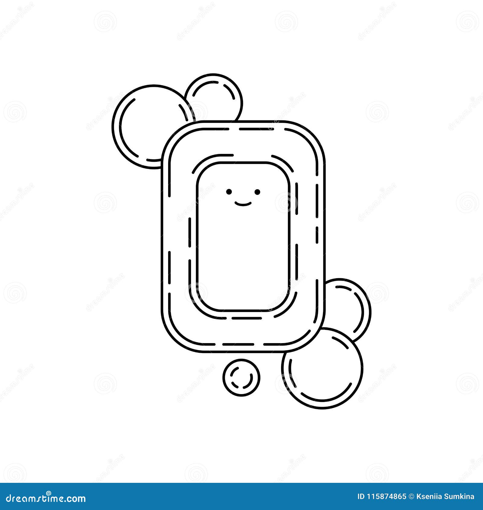 Cute Doodle Soap with Smile and Bubbles, Vector Stock Vector ...