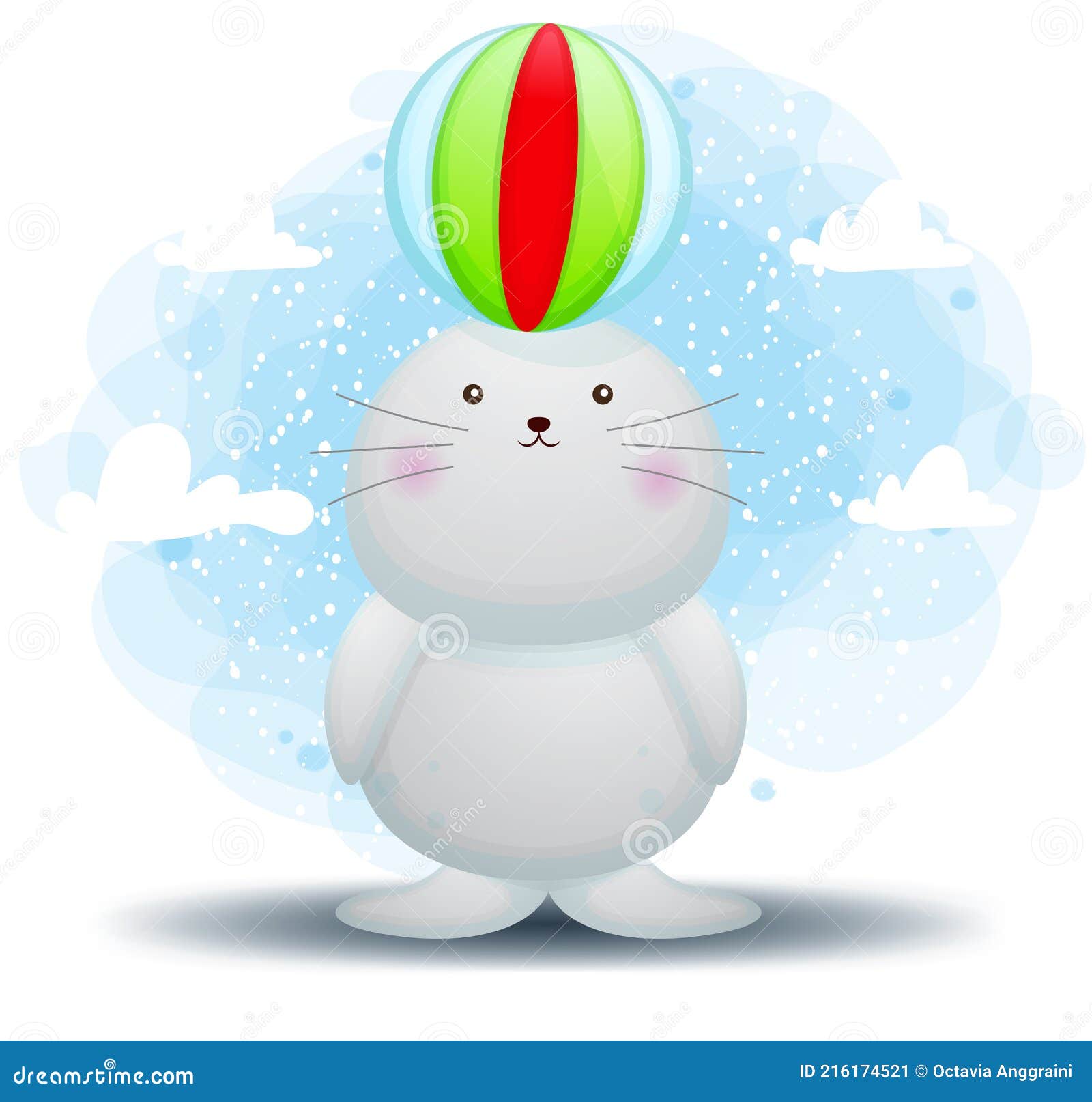 Cute Doodle Walrus Playing Ball Cartoon Character Premium Vector Stock ...