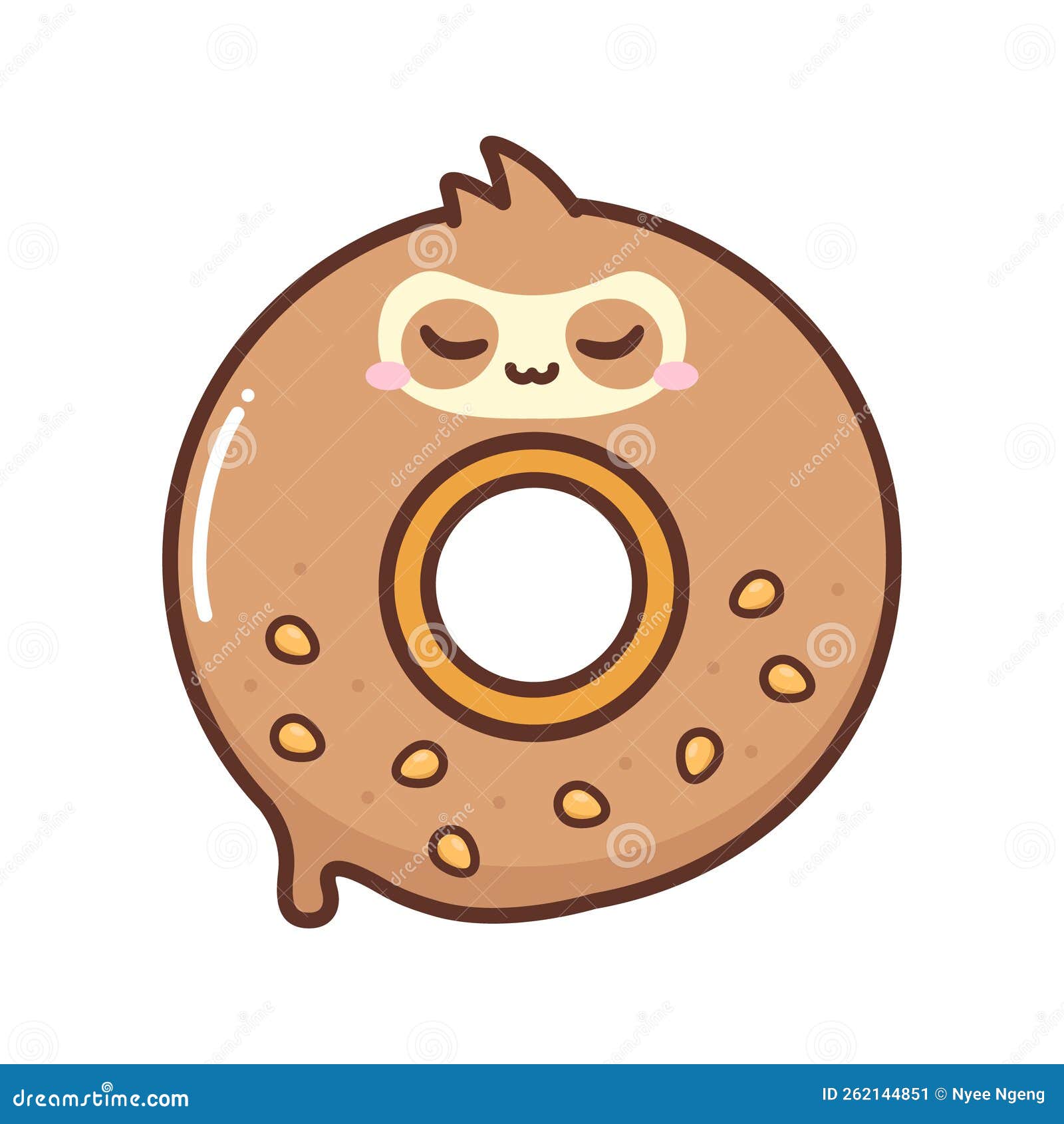 Cute Doughnut in Sloth Shape Illustration Character Stock Vector ...