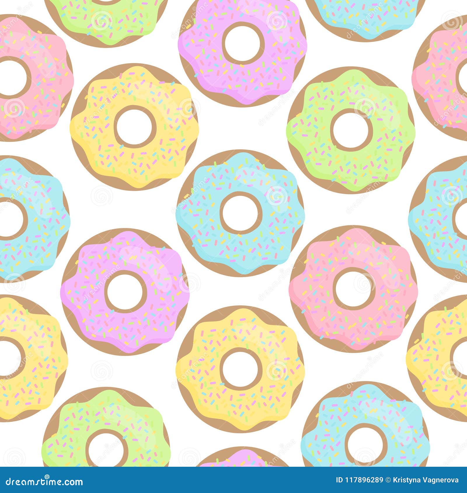 Cute Doughnut Vector Seamless Pattern Stock Vector - Illustration of ...
