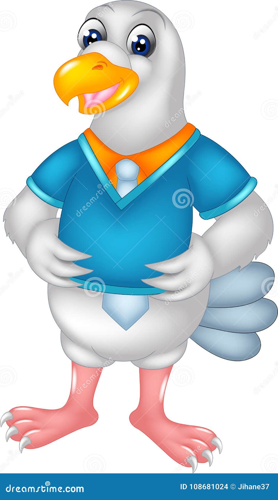 Cute Dove Cartoon Standing with Smiling Stock Illustration ...