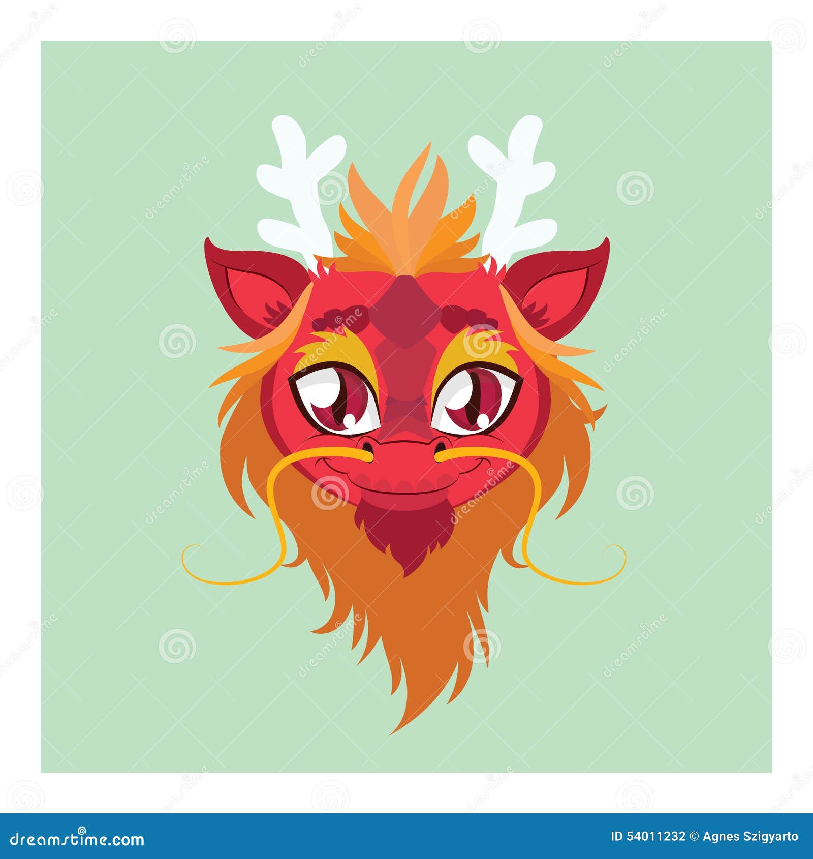 Cute Dragon Avatar with Flat Colors Stock Vector - Illustration of mane ...