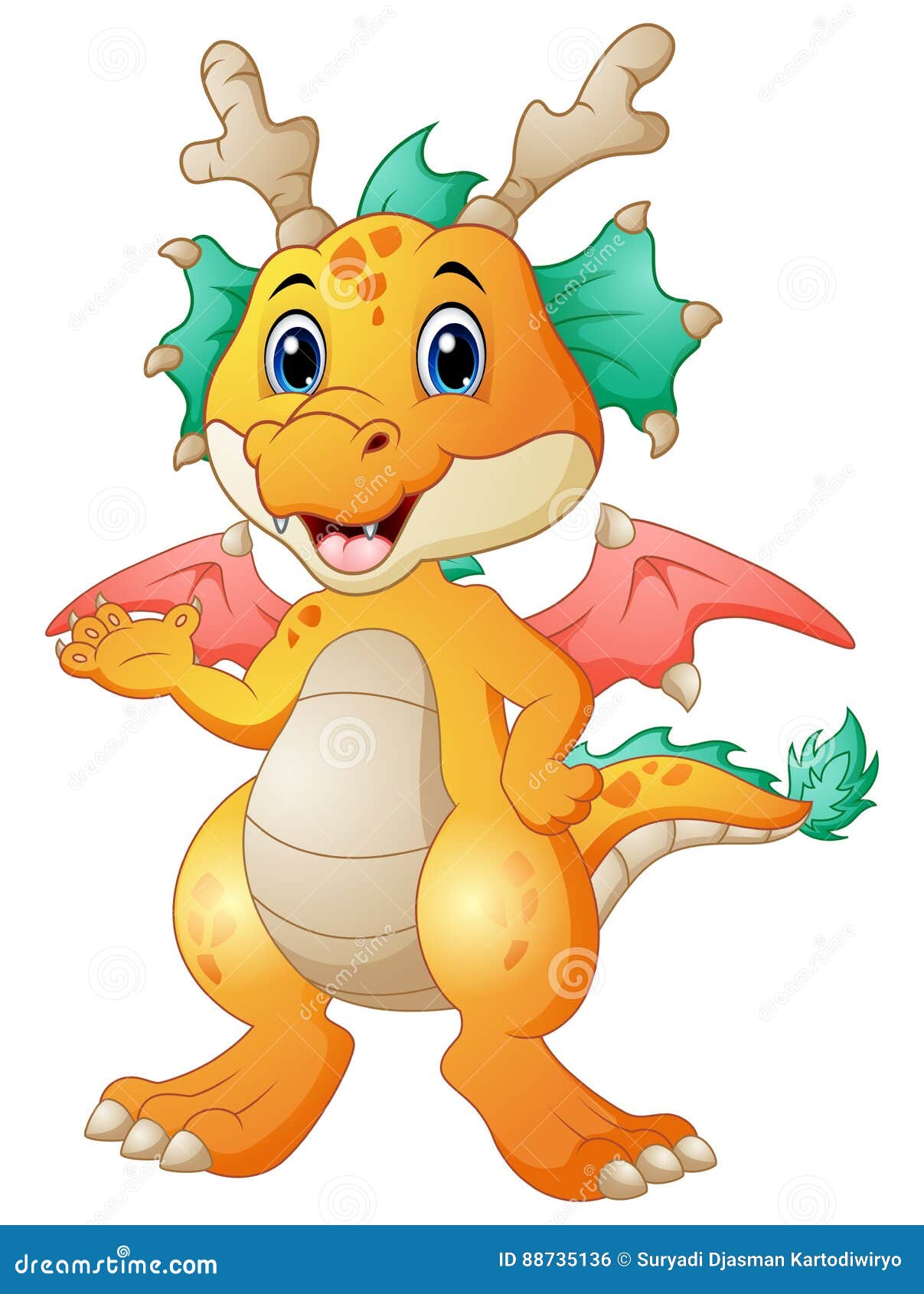 Cute dragon cartoon stock vector. Illustration of cheerful - 88735136