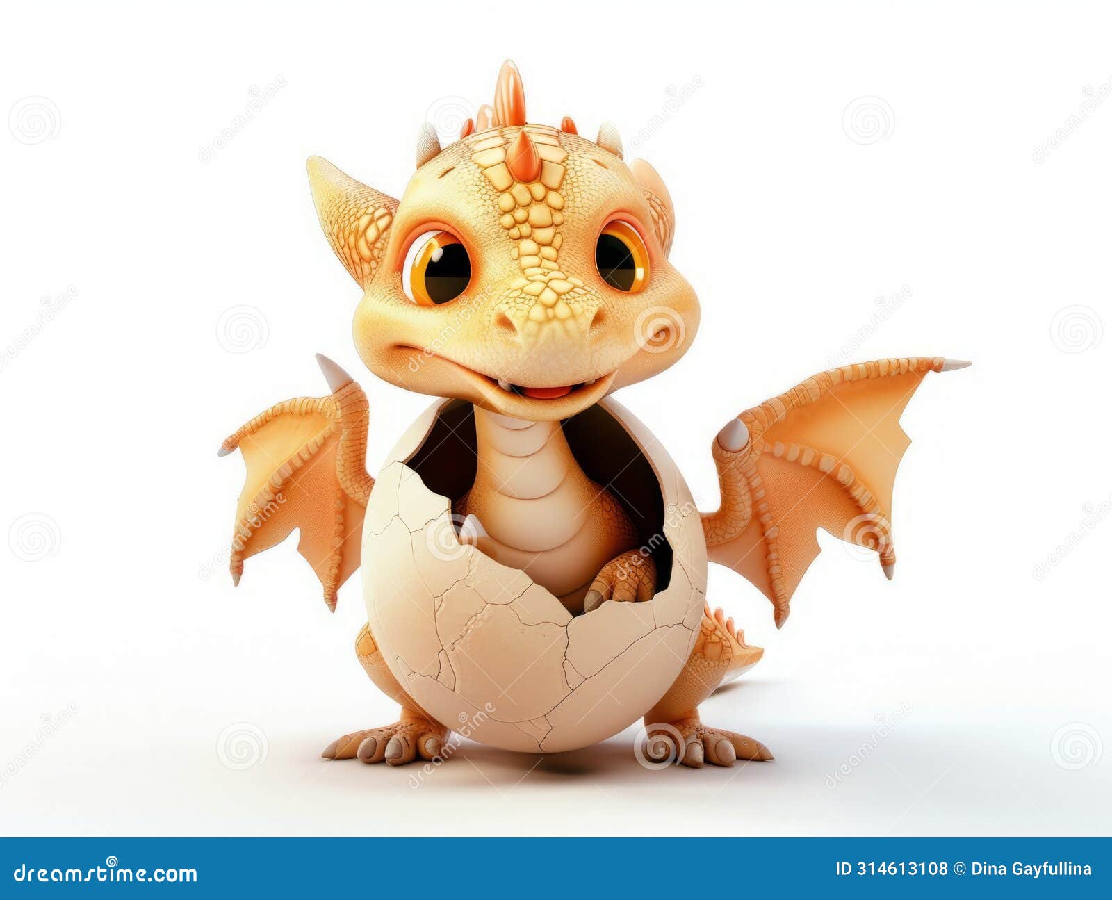 Cute Dragon with Eggshell on White Background. Stock Illustration ...