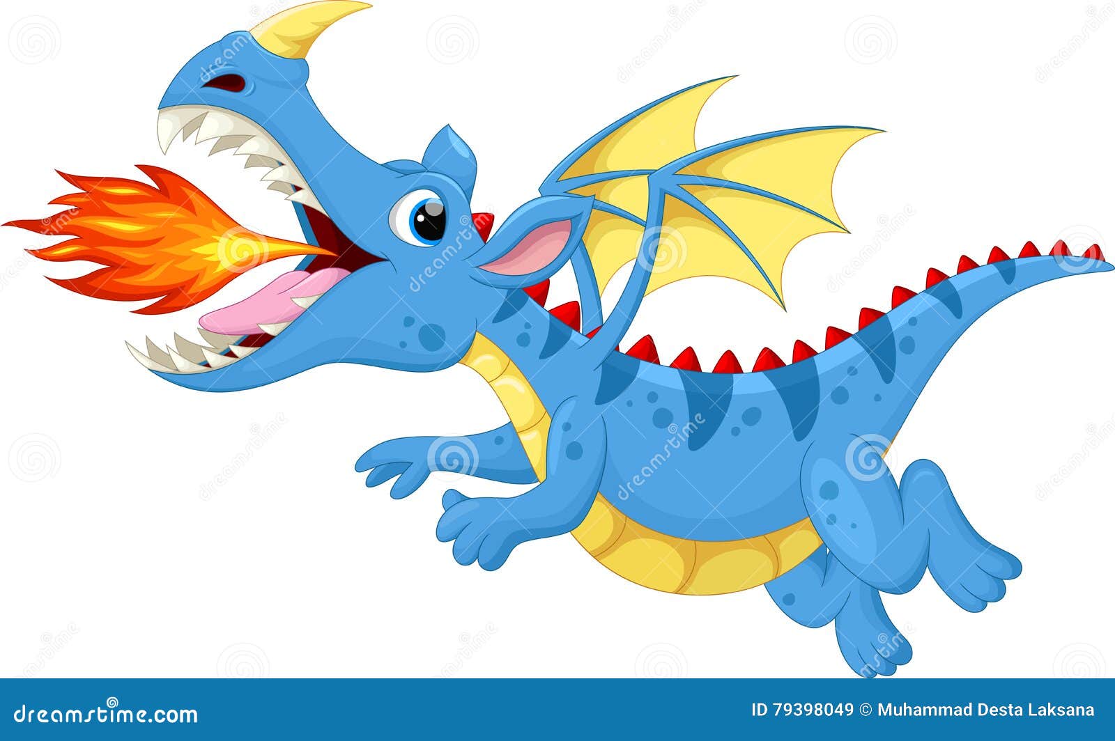 Cute dragon with fire stock illustration. Illustration of cheerful ...