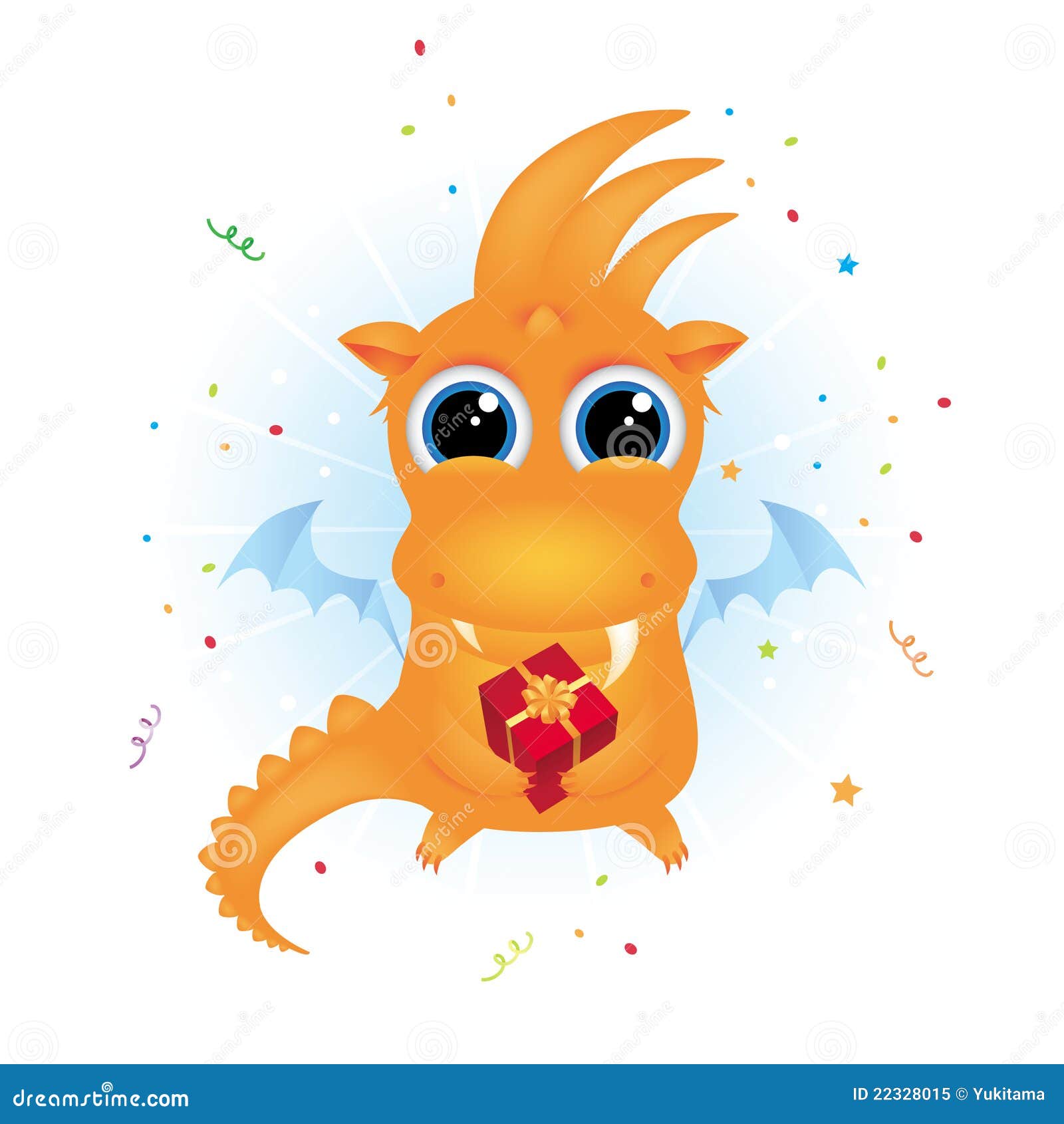 Cute dragon holding a gift stock vector. Illustration of dinosaur ...