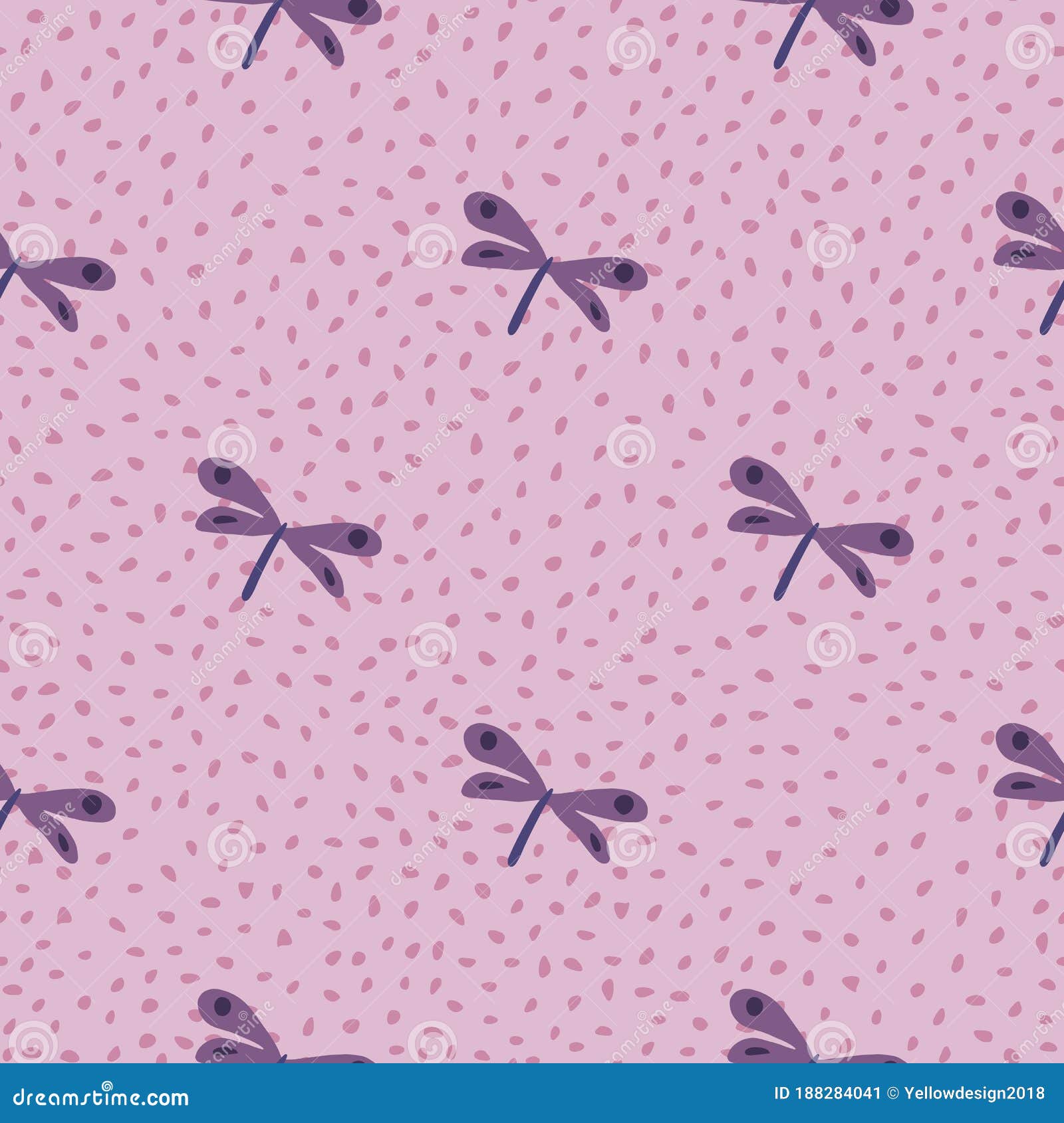 Cute Dragonfly Seamless Pattern on Dotted Background. Simple ...