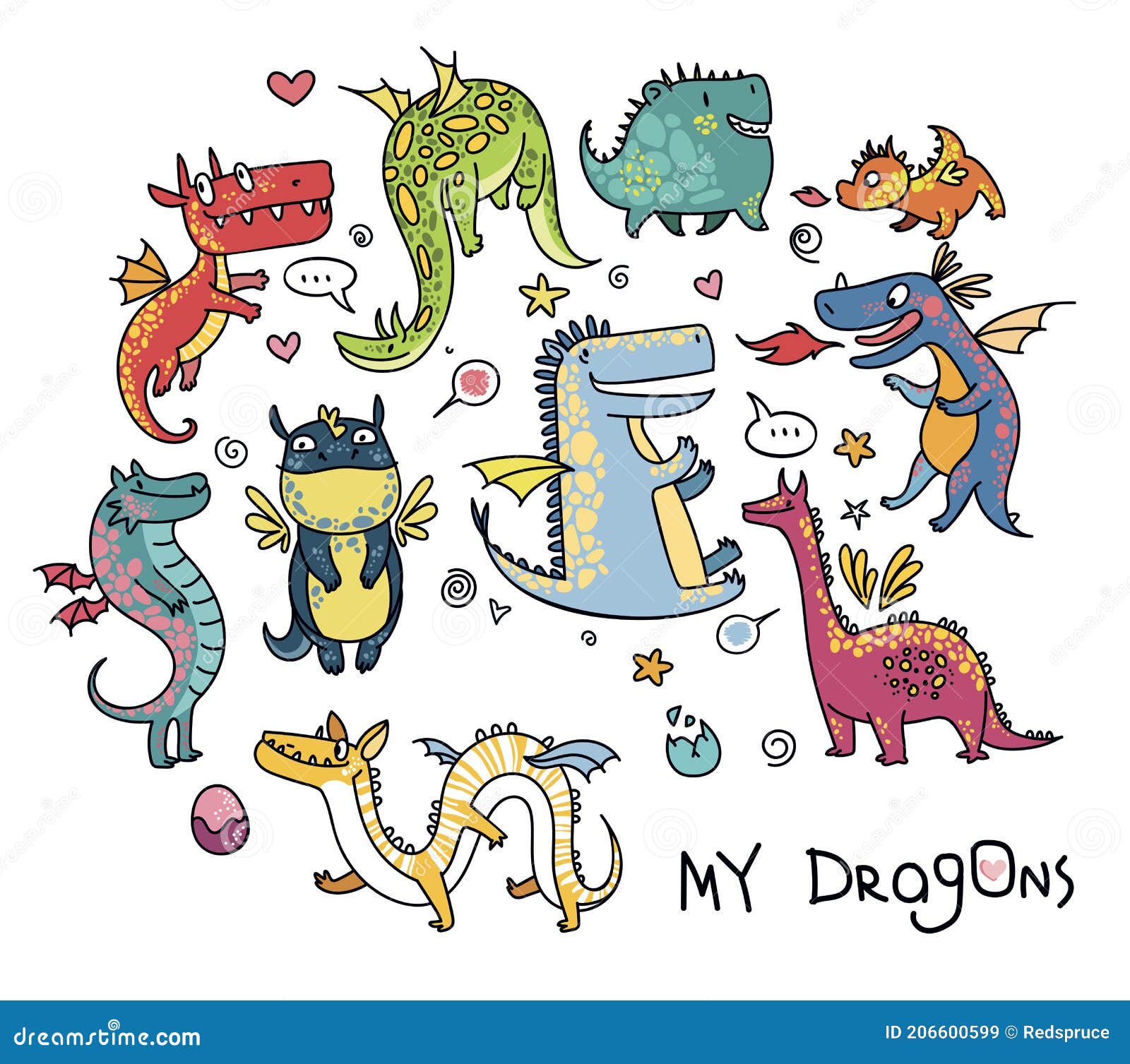 Dragons - Different Types Of Dragons Vector Concept Set | CartoonDealer ...