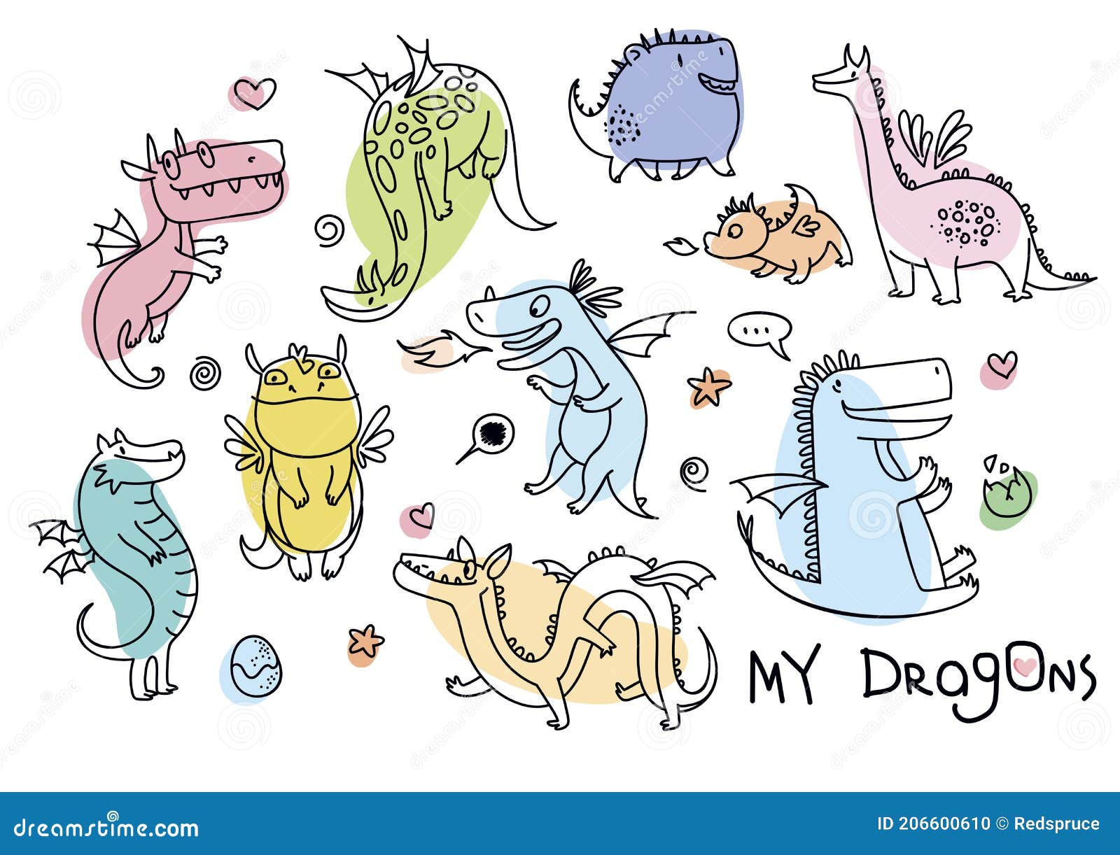 Simple Dragons Silhouettes Logo Vector Illustration | CartoonDealer.com ...