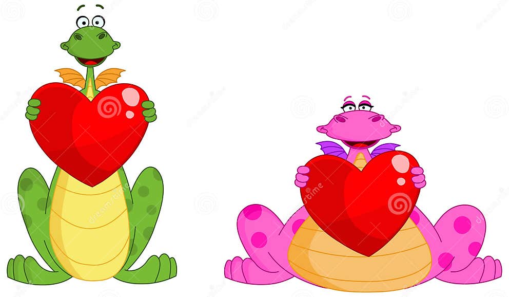 Cute dragons valentine stock vector. Illustration of cartoon - 12650487