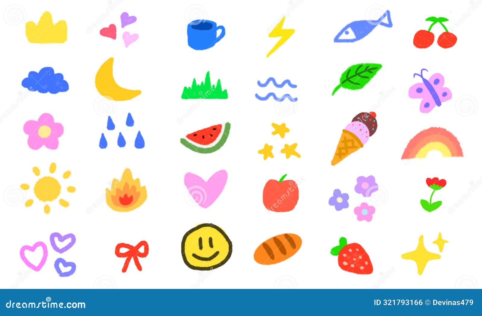 Cute Drawing Crayon Elements for Design Stock Illustration ...