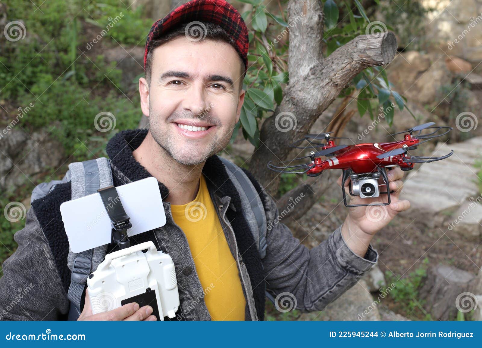 Cute Drone Operator in Nature Stock Photo - Image of cute, aerial ...