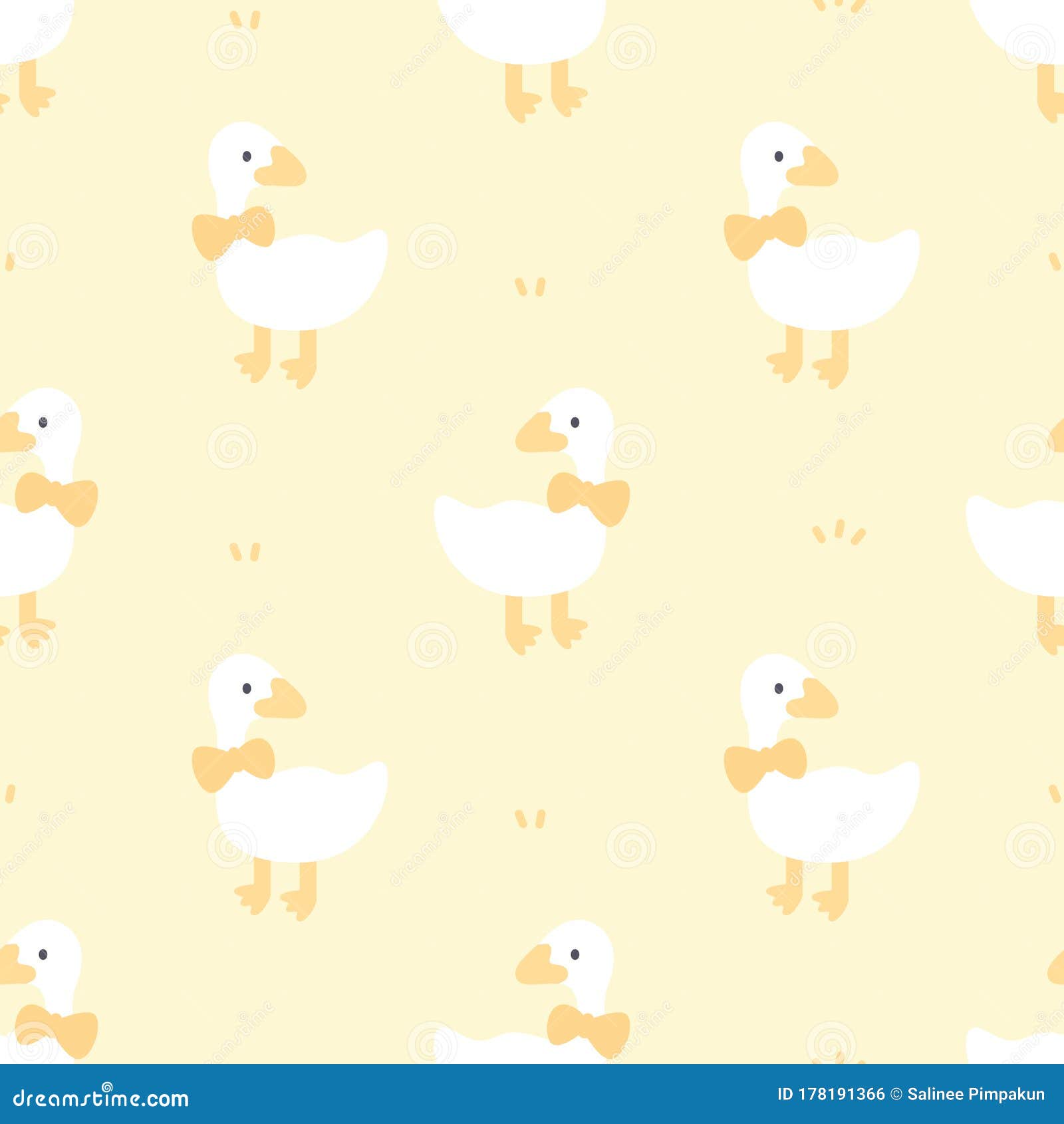 Cute Duck with Bow Tie Seamless Pattern Background Stock Vector ...