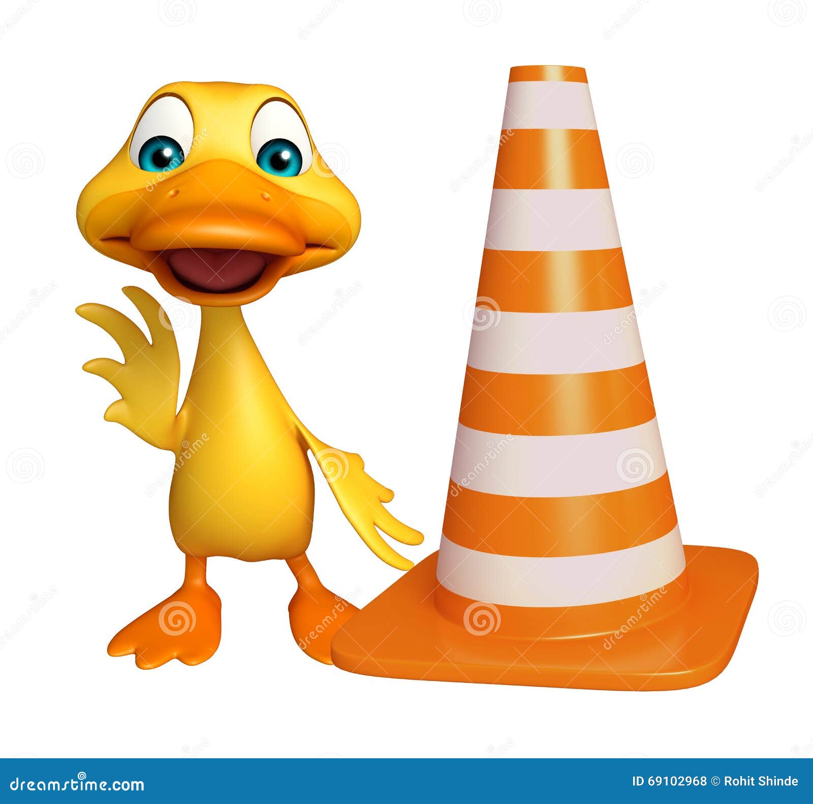 Cute Duck Cartoon Character With Construction Cone | CartoonDealer.com ...